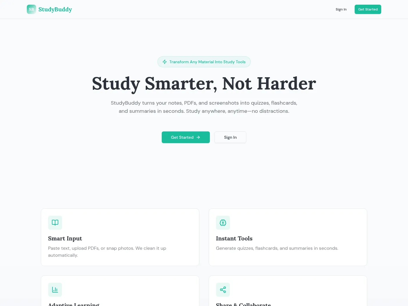 StudyBuddy: Instant Study Tool Generator for Students