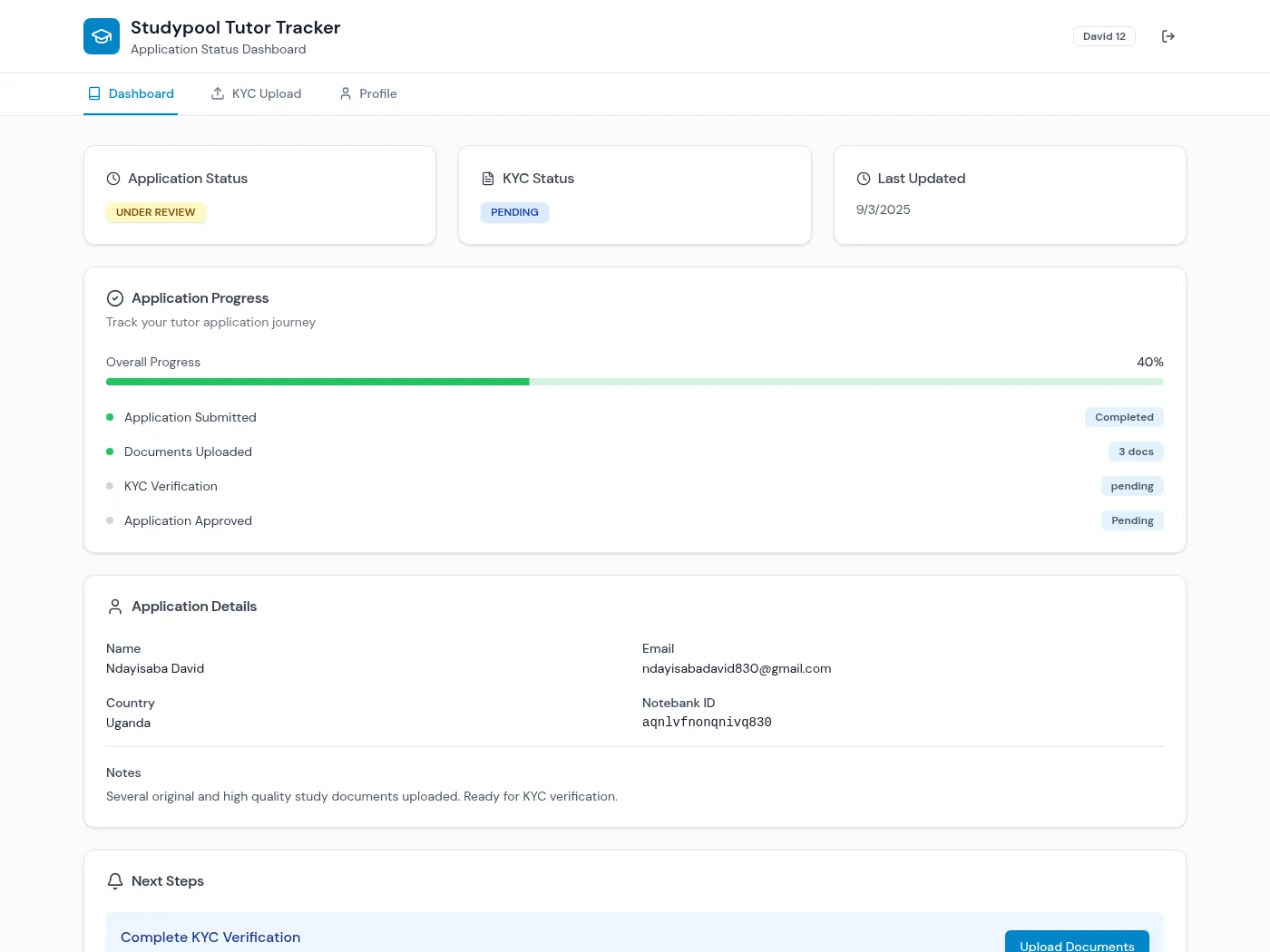 Tutor Application Status Tracker for Studypool Applicants