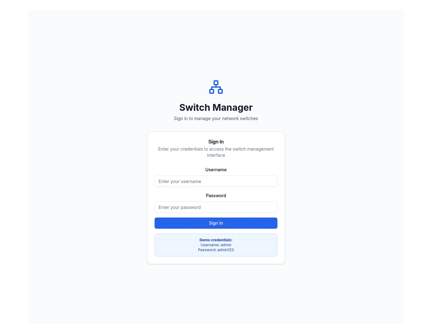 Switch Manager Web Interface