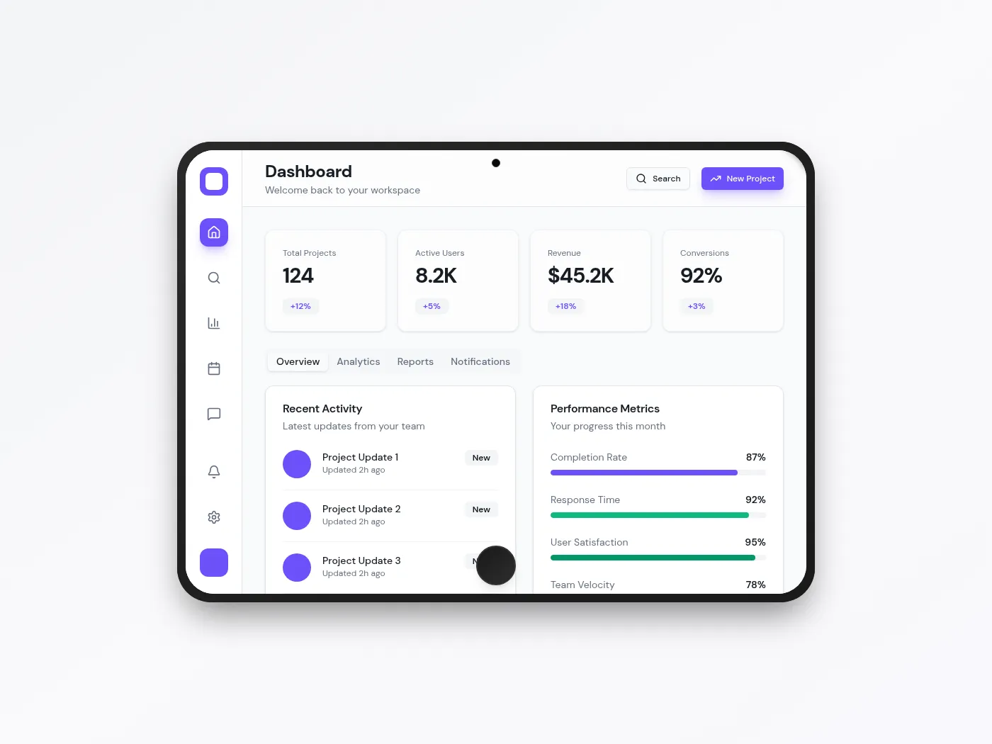 Tablet Device Interface Mockup