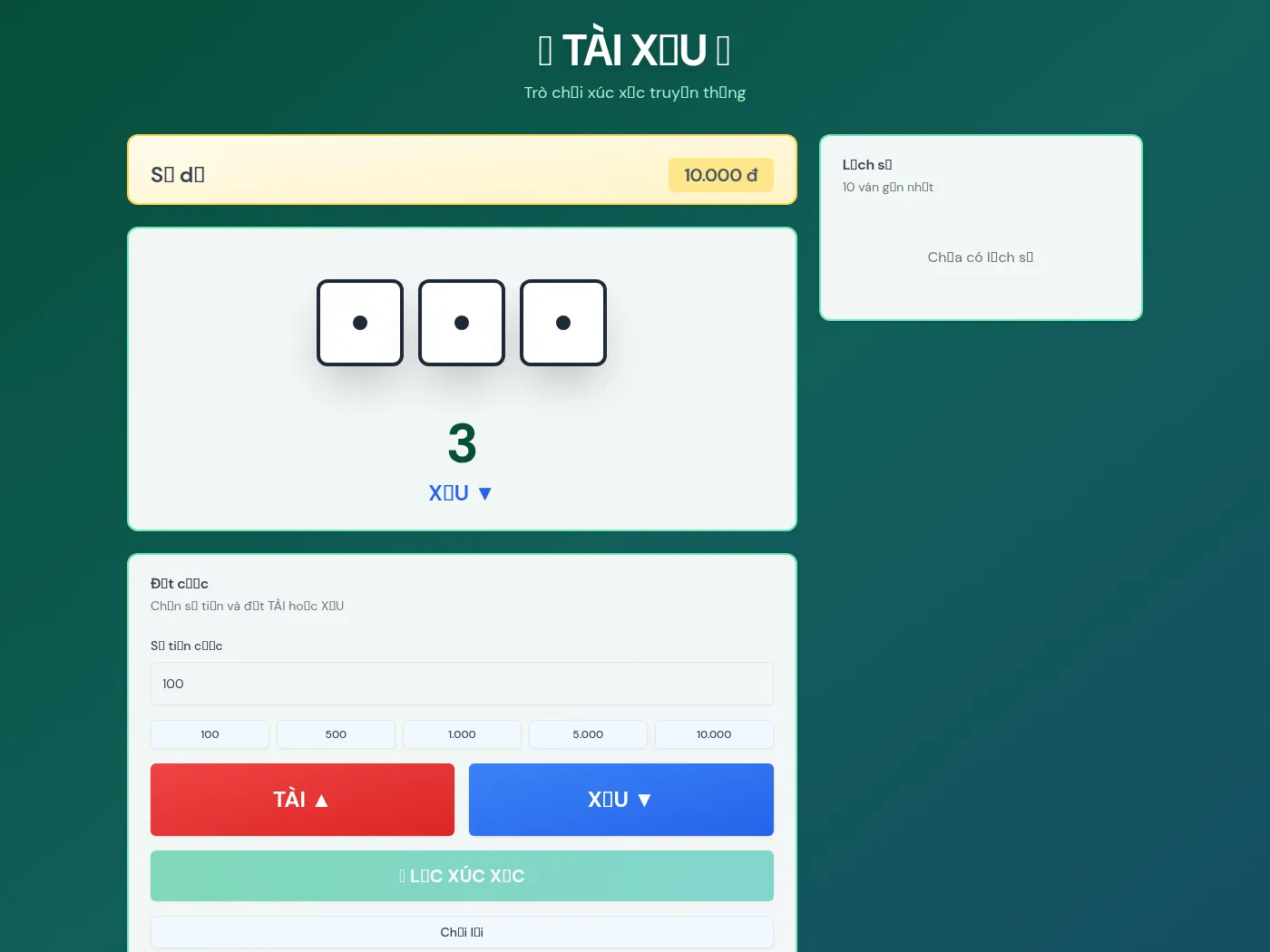 Tài Xỉu Dice Game with Python