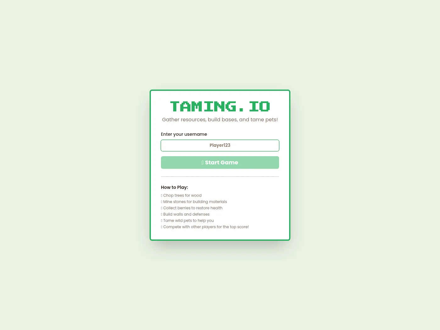 Taming.io Multiplayer Game Clone