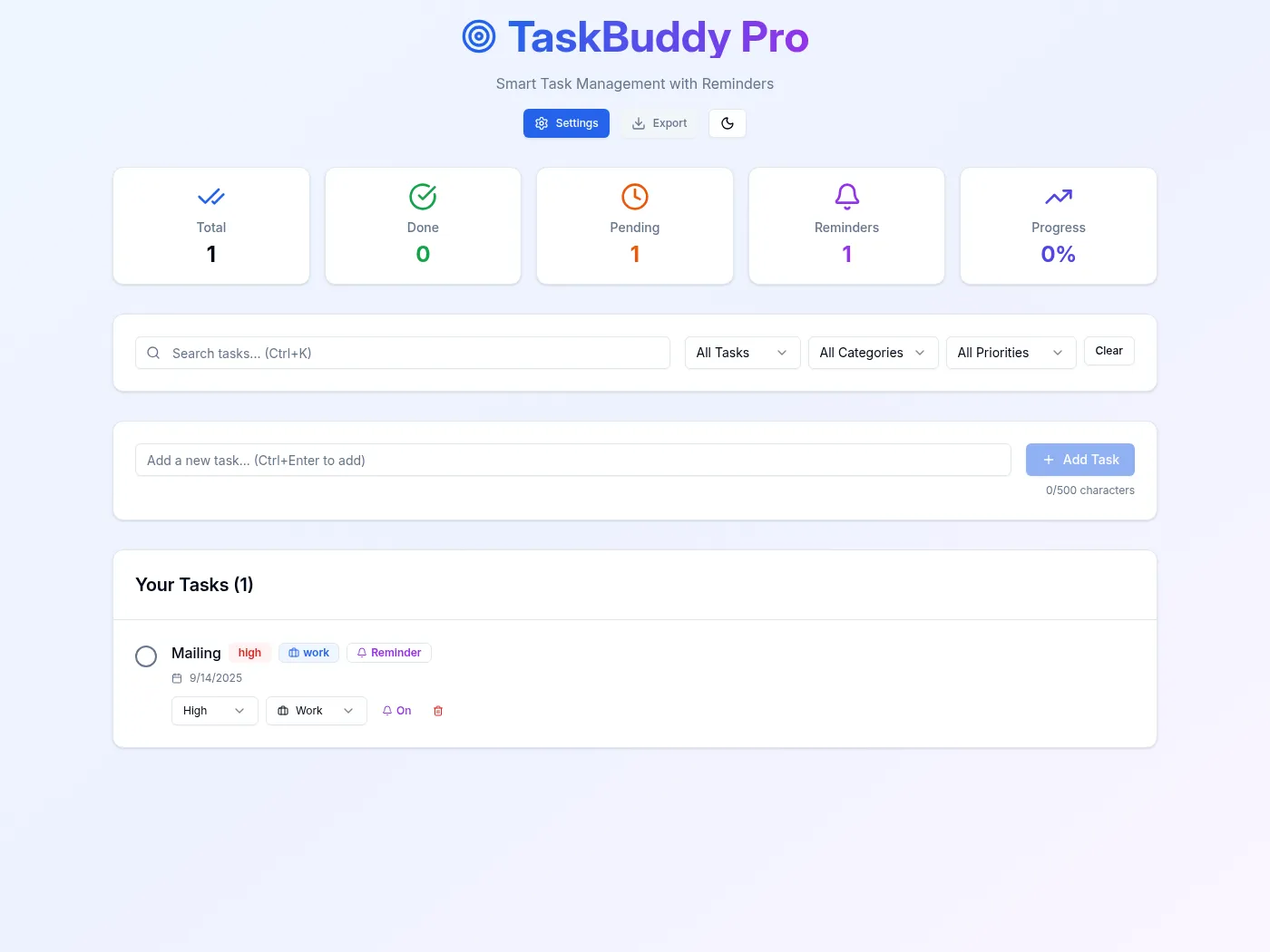 TaskBuddy Pro – Smart Task Manager with Notifications and Reminders