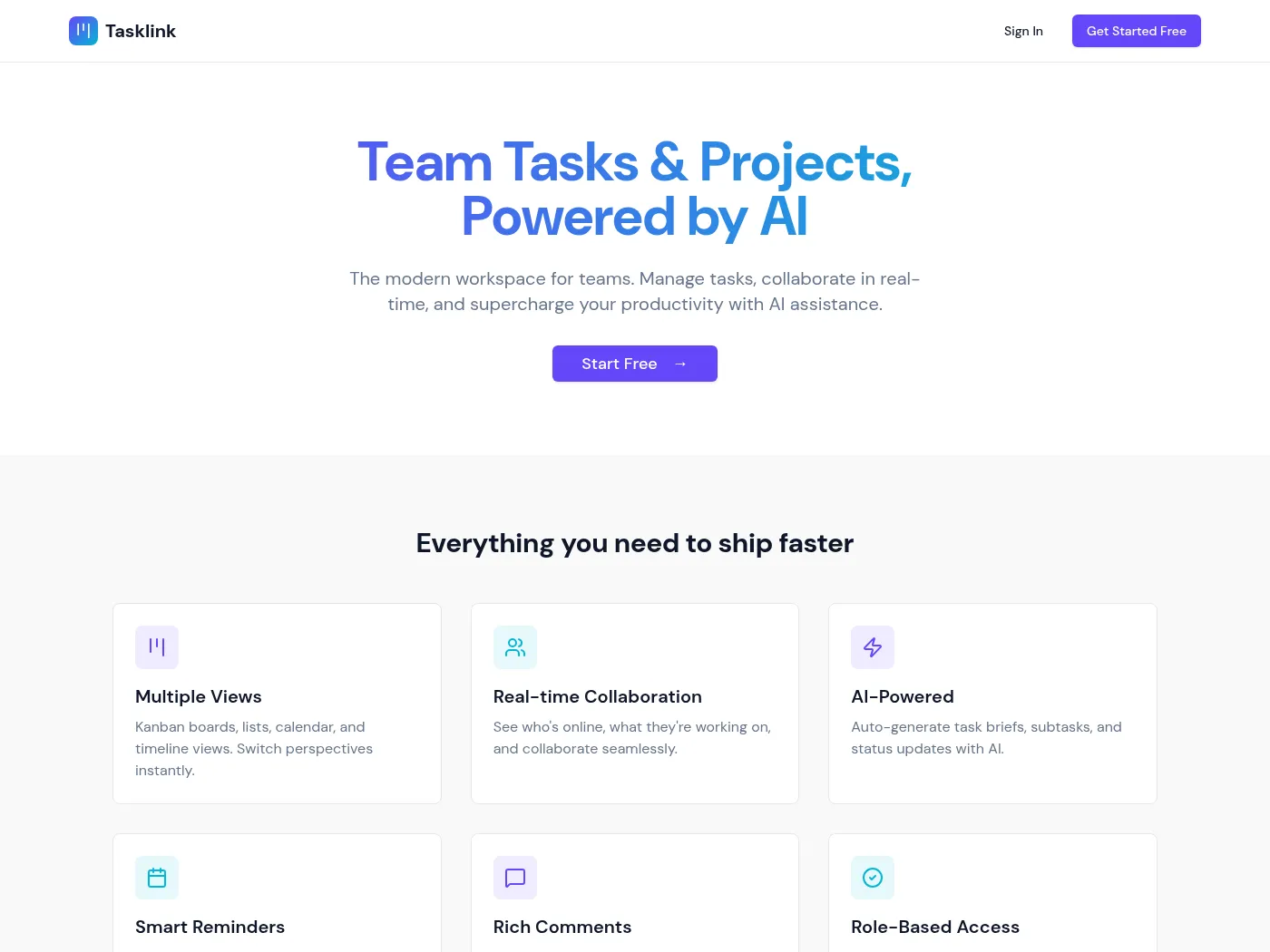 Tasklink — Team Tasks, Projects & AI Workflows