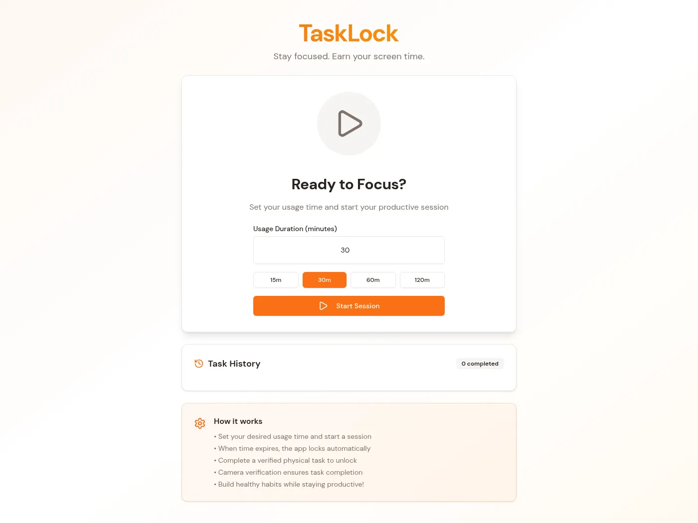 TaskLock Productivity App