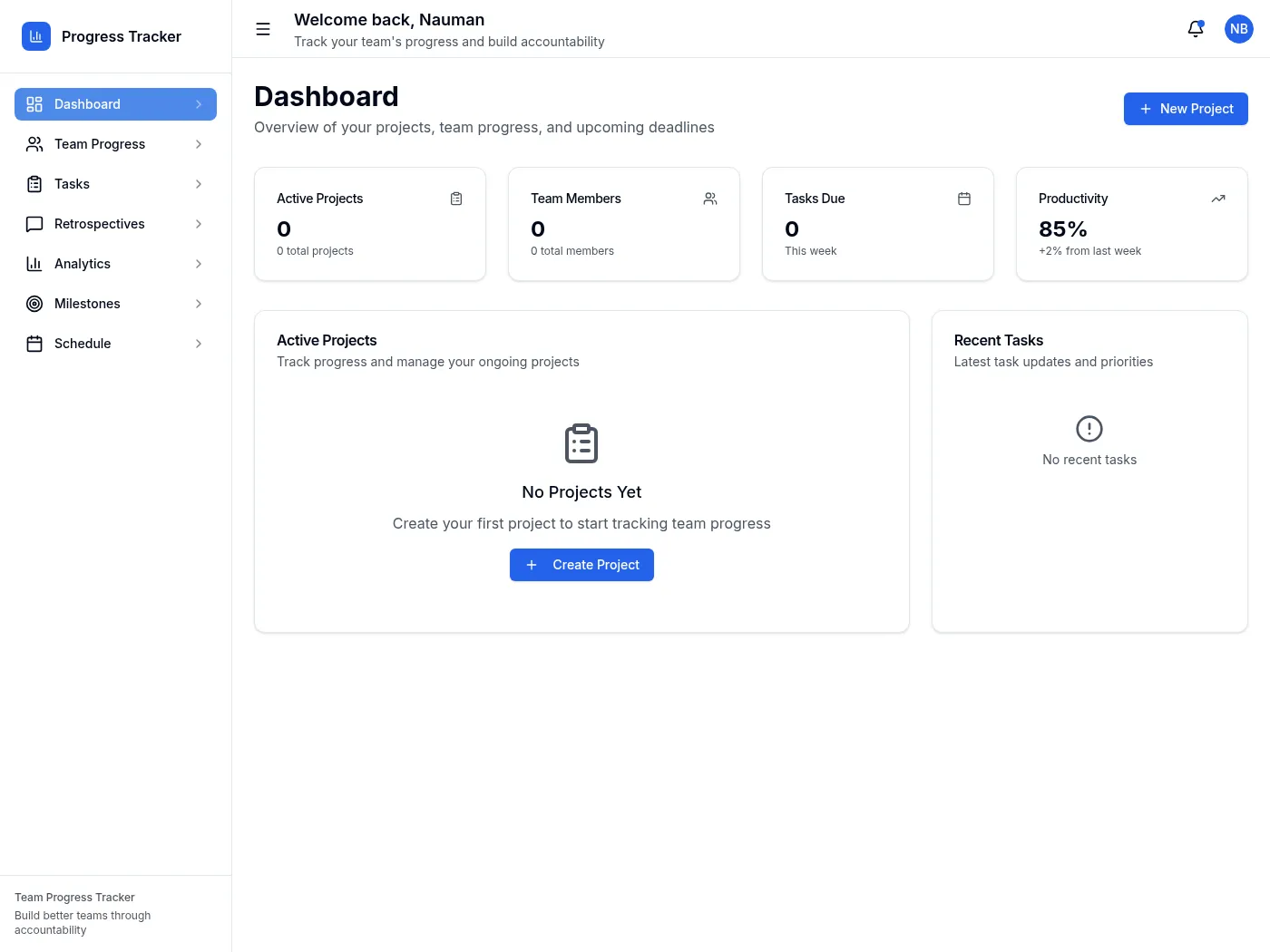 Team Progress Tracker & Retrospective Insights Tool
