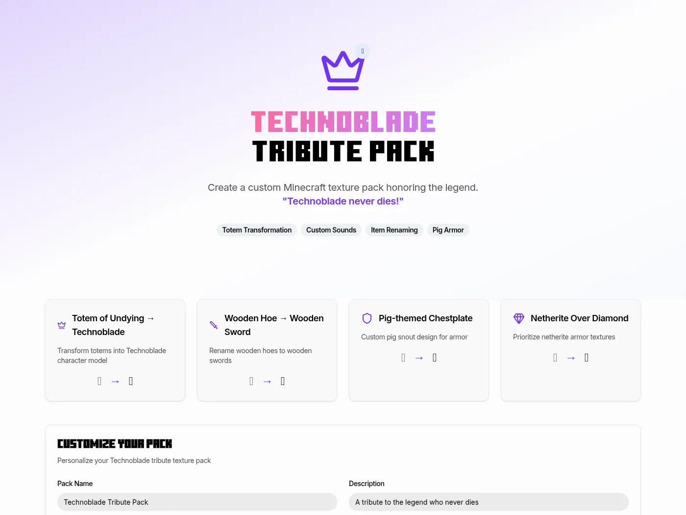 Technoblade Tribute Minecraft Texture Pack