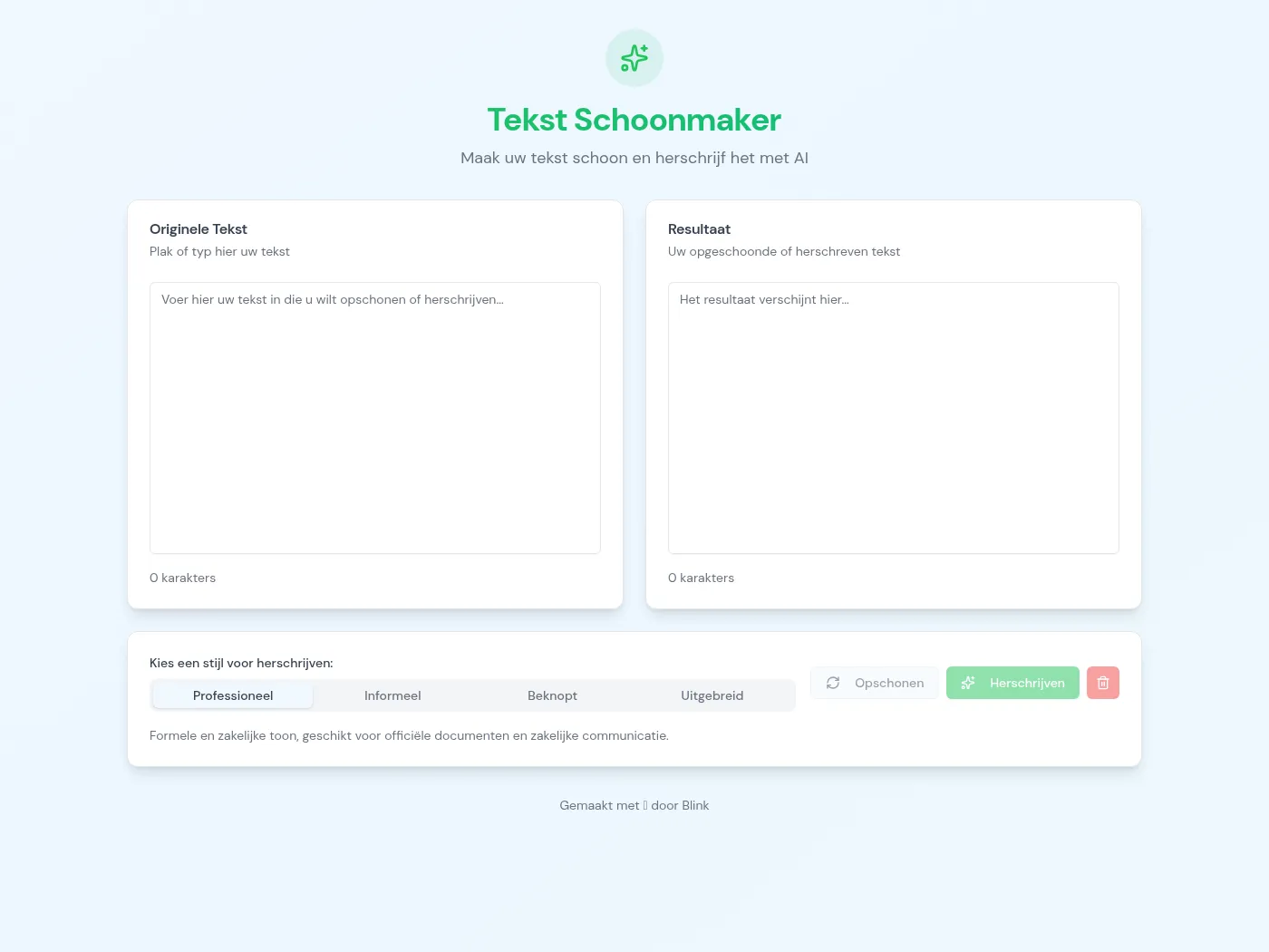 Tekst Schoonmaker - Eenvoudige Tekst Herschrijver