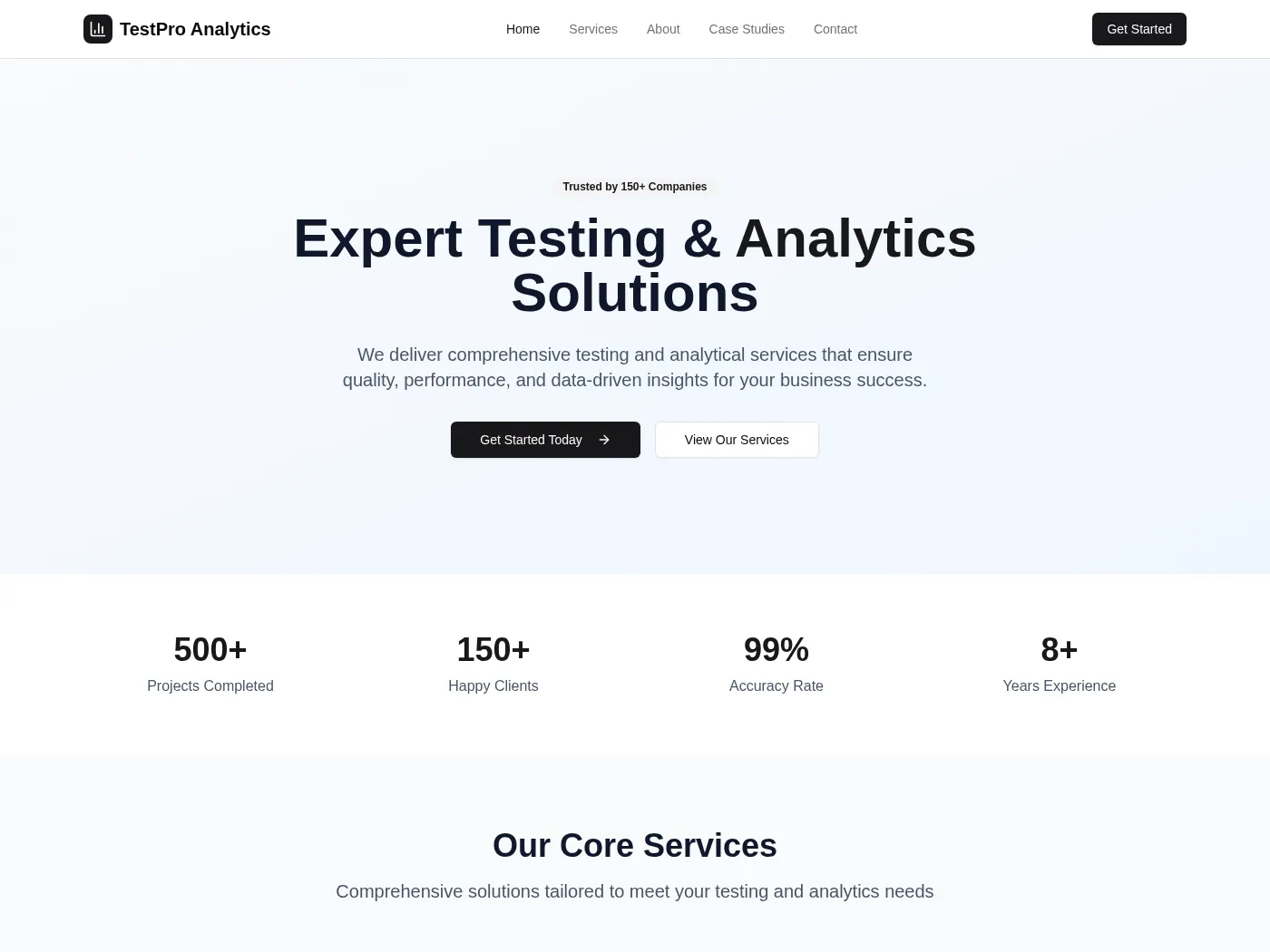 Test & Analytics Consultancy Website