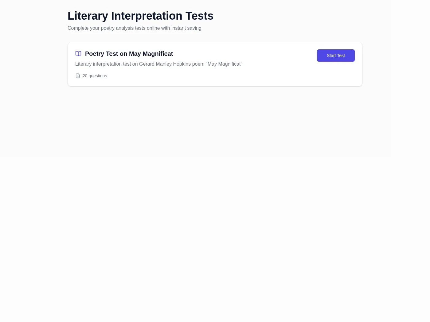 Test Completion Web App