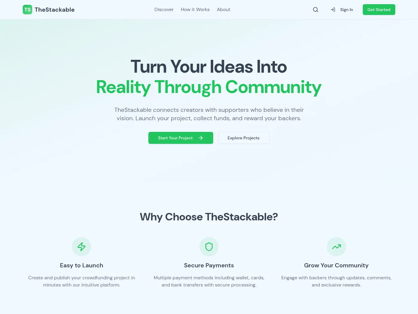 TheStackable Crowdfunding Platform
