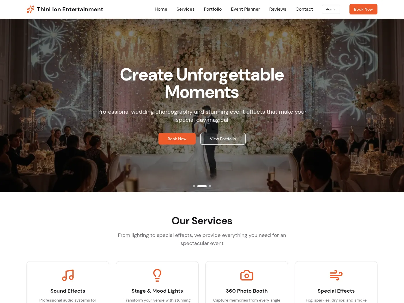 ThinLion Entertainment Event & Choreography Web Platform