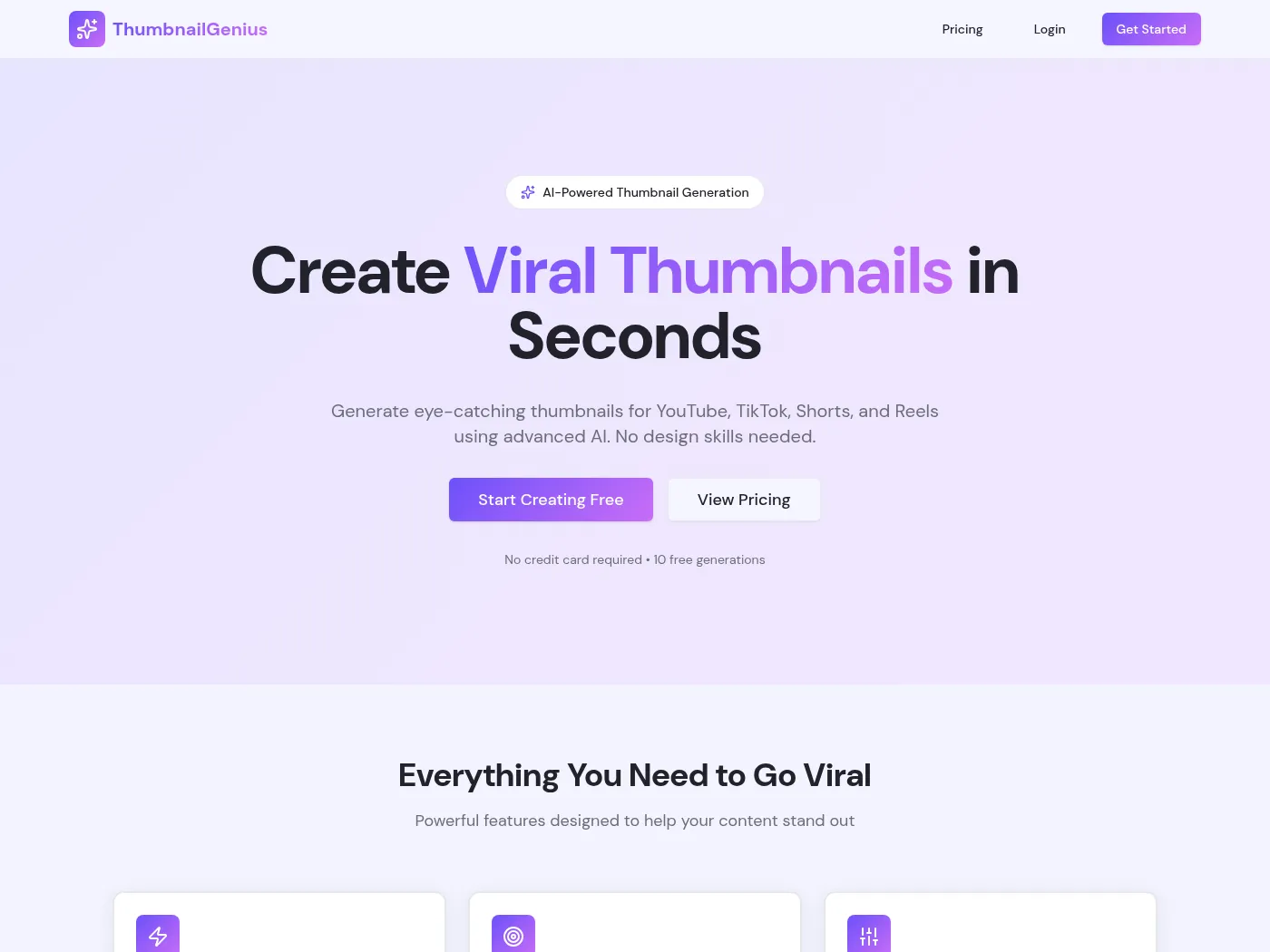 ThumbnailGenius: AI-Powered Viral Thumbnail Generator Micro SaaS