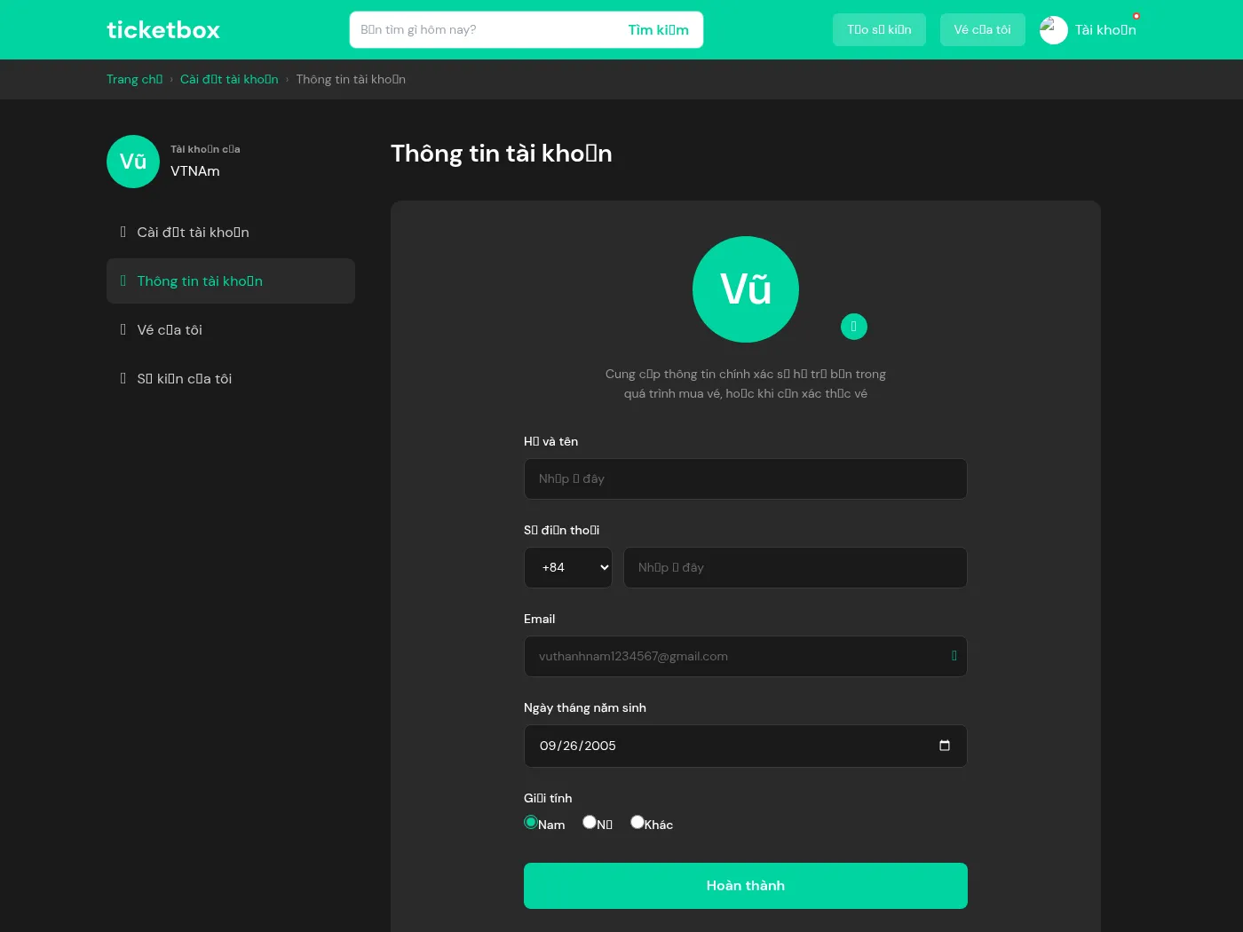 Ticketbox Themed Web Header UI