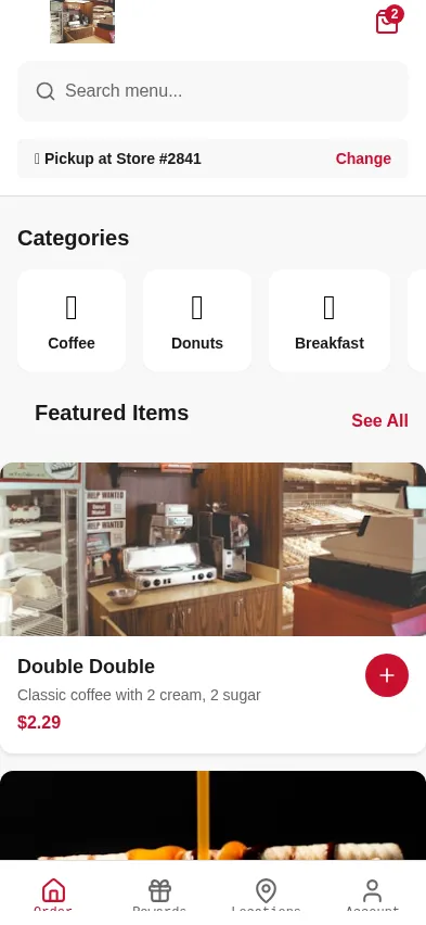 Tim Hortons Android Mobile App Clone