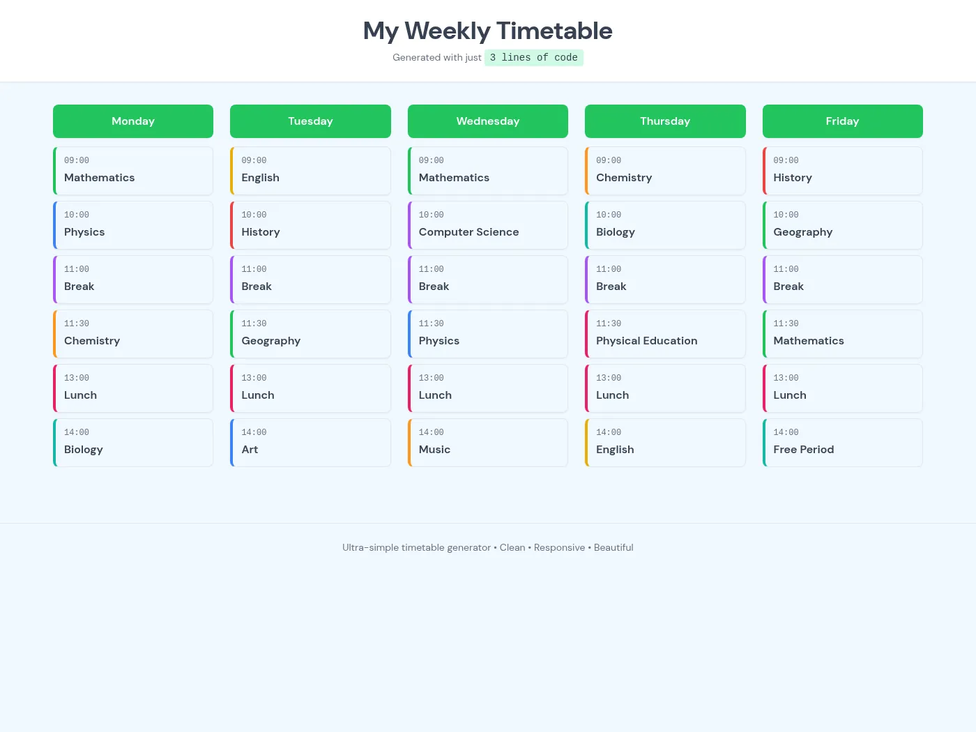 Ultra-Simple Timetable Generator