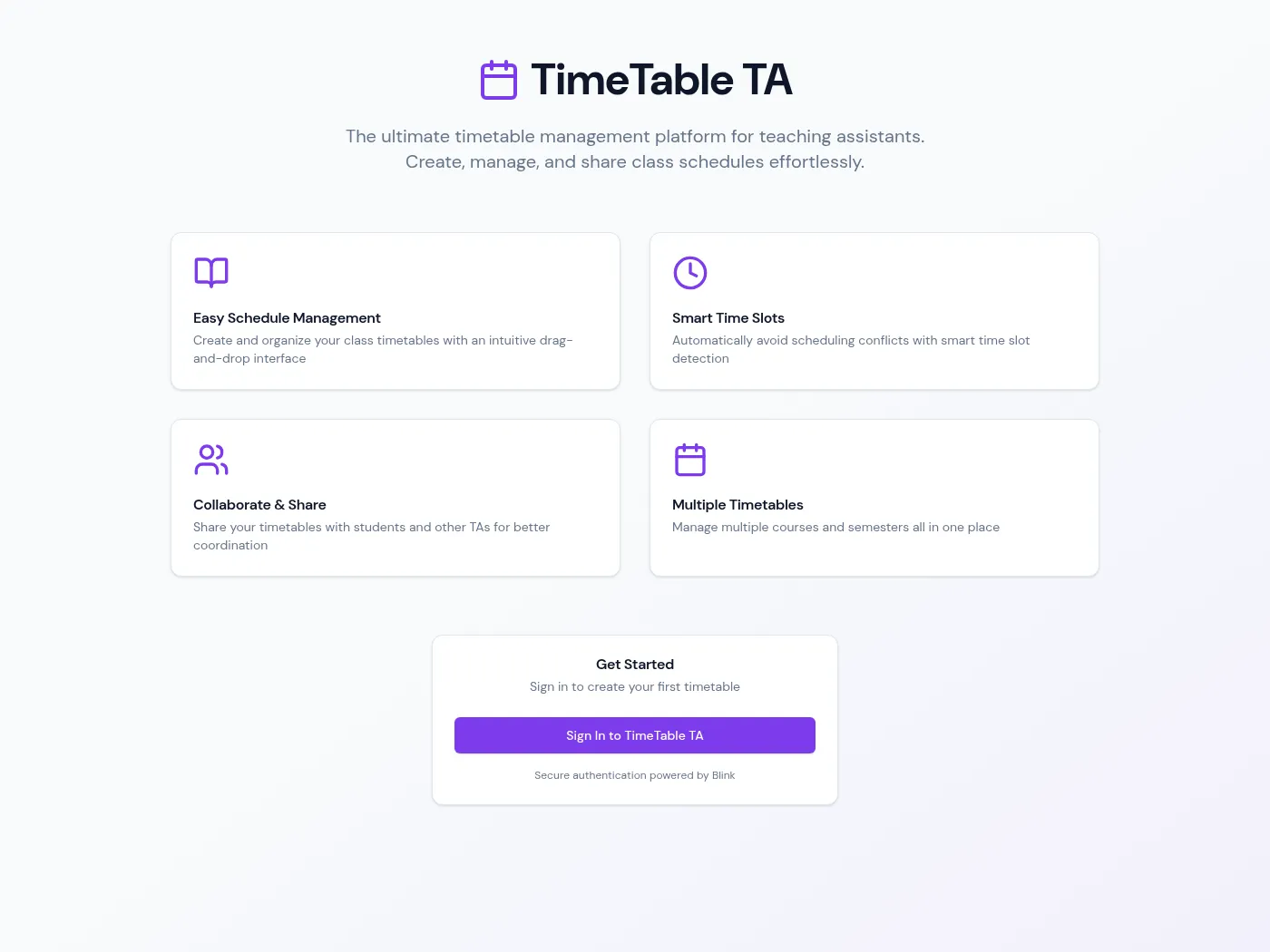 Timetable SAAS for Just TA