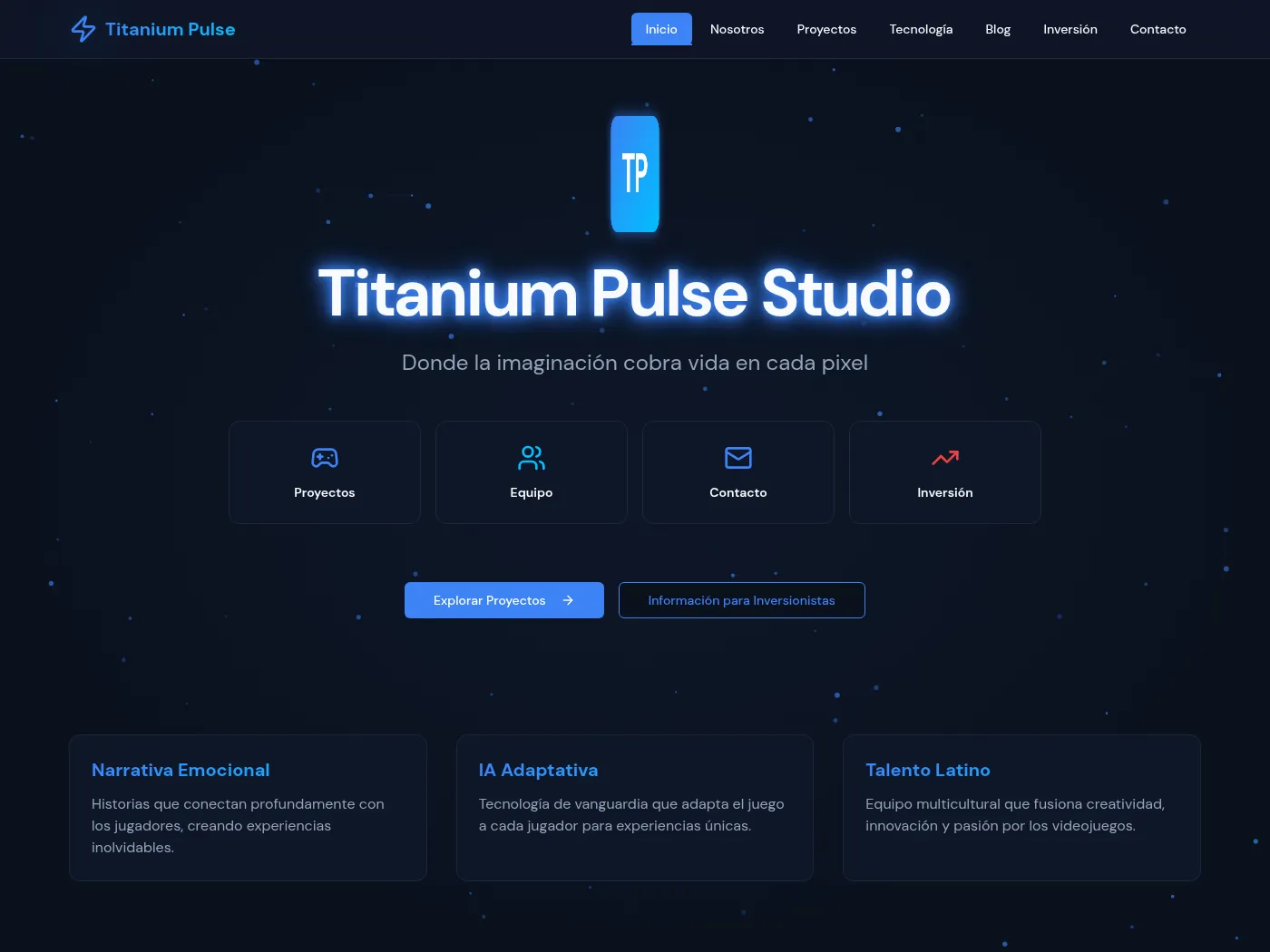Titanium Pulse Studio Interactive Website