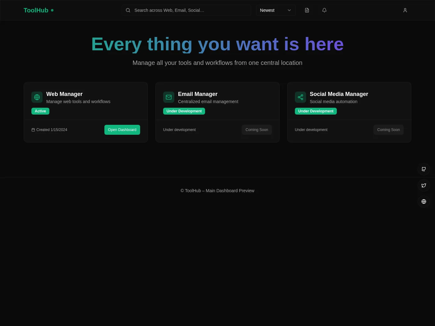 ToolHub – Unified Dashboard for Tool & Workflow Management