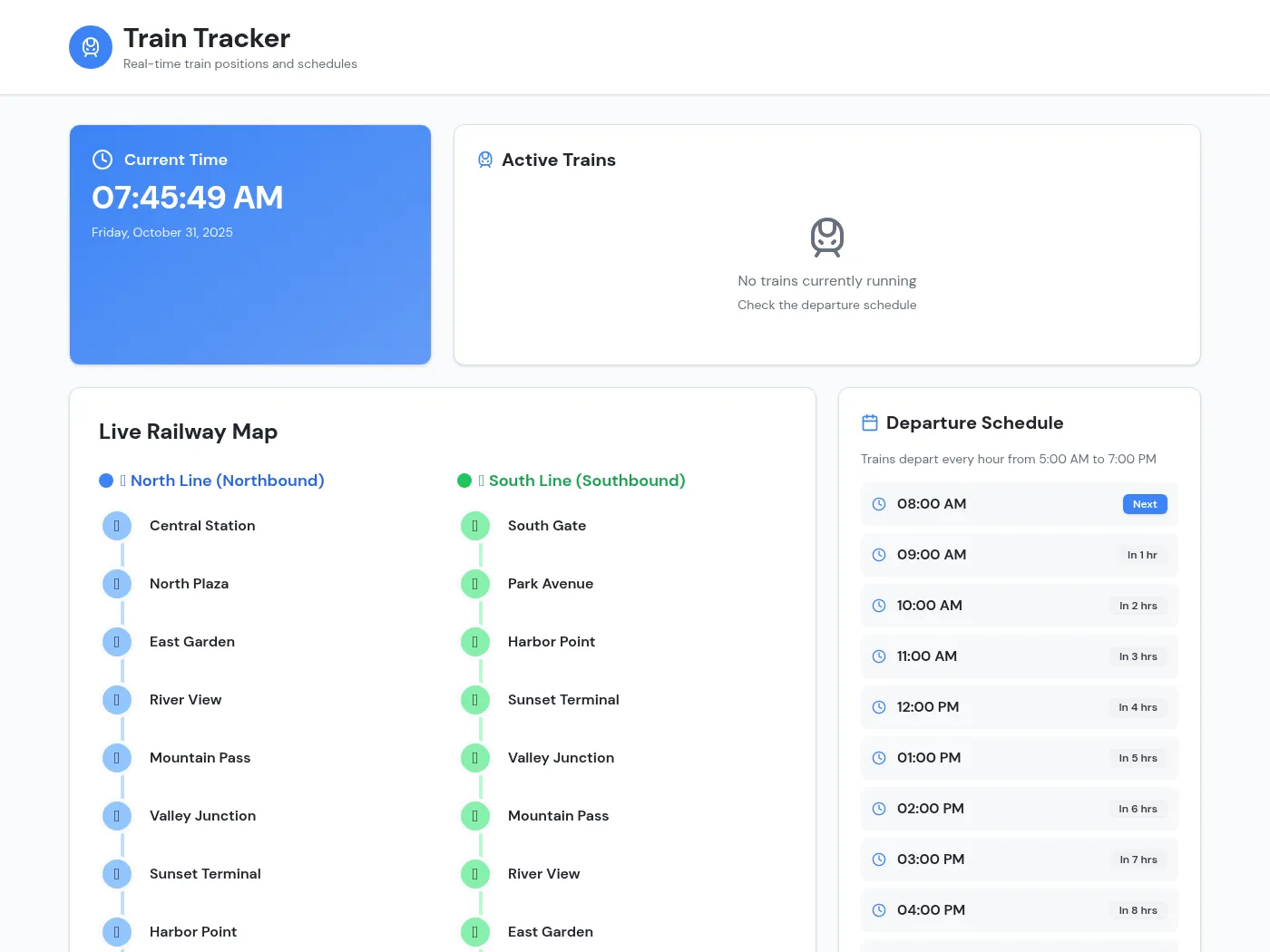 Simple Train Tracker and Scheduler