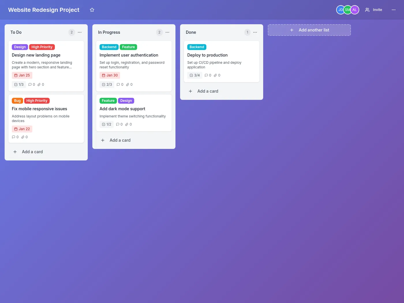 Trello-Style Project Management Tool