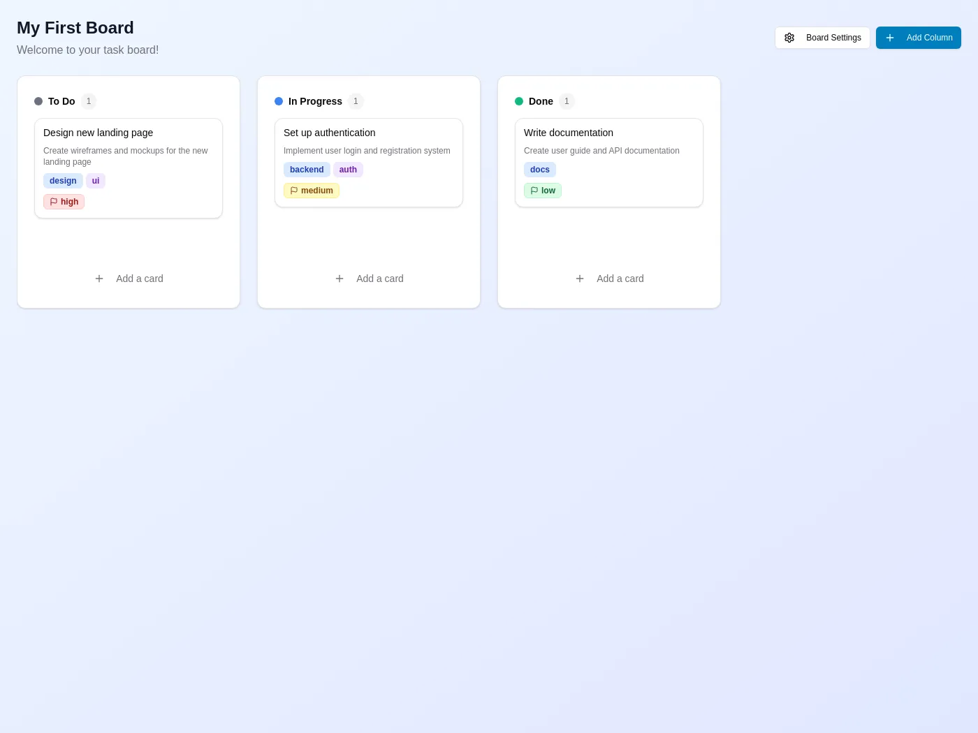 Trello-Style Task Board Manager