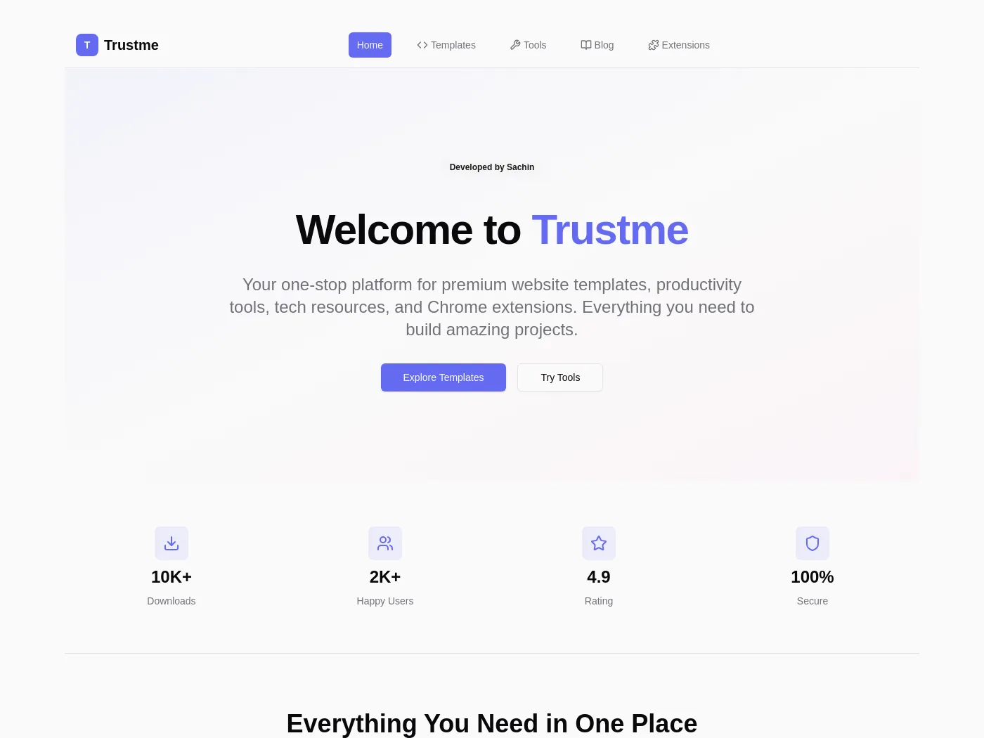Trustme - Full-Stack Resource Platform by Sachin