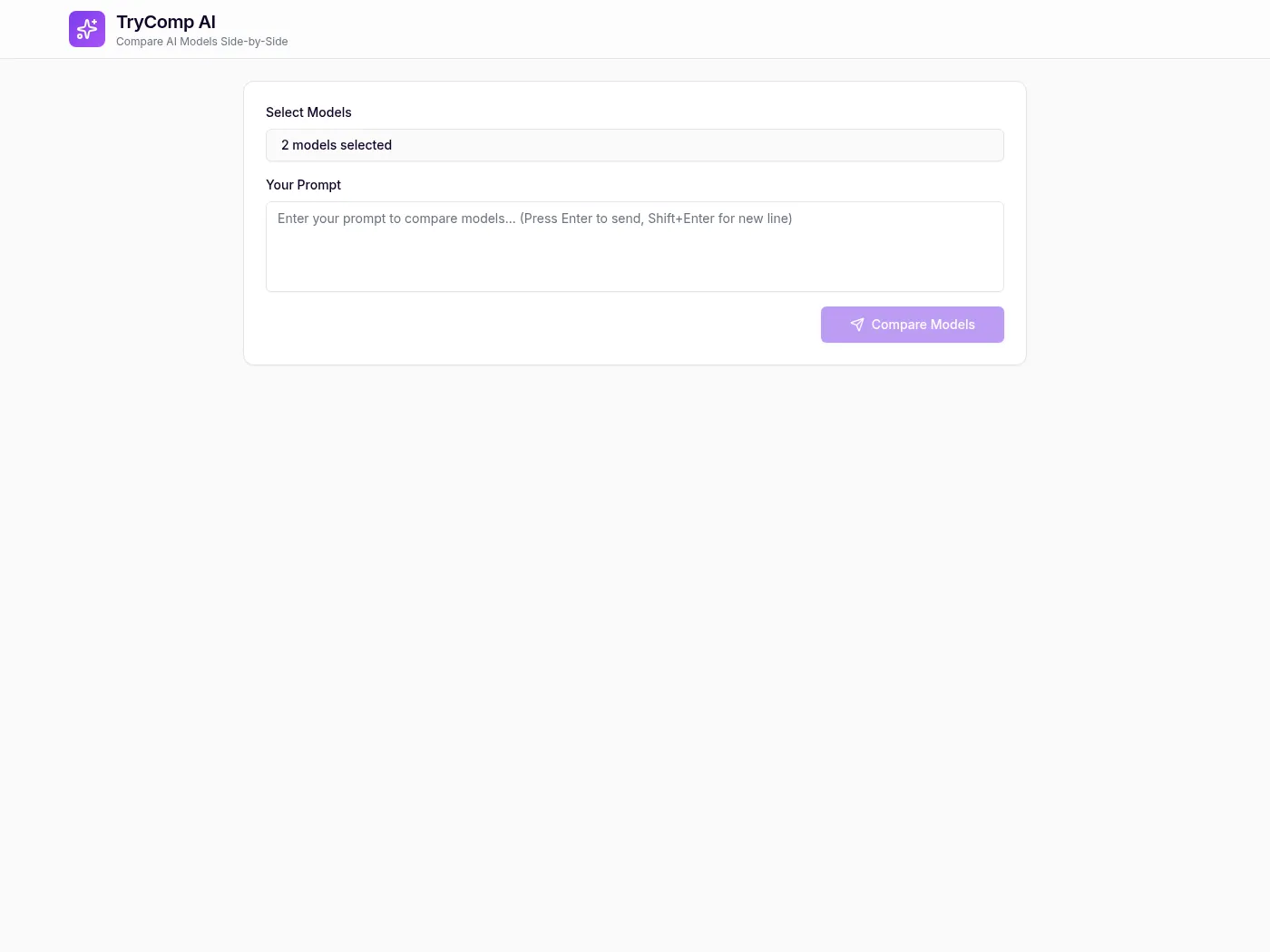 TryComp AI Clone: Interactive AI Comparison Tool
