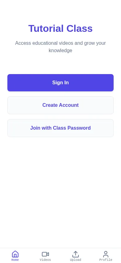 Tutorial Class Mobile App with Video Upload and Student Registration
