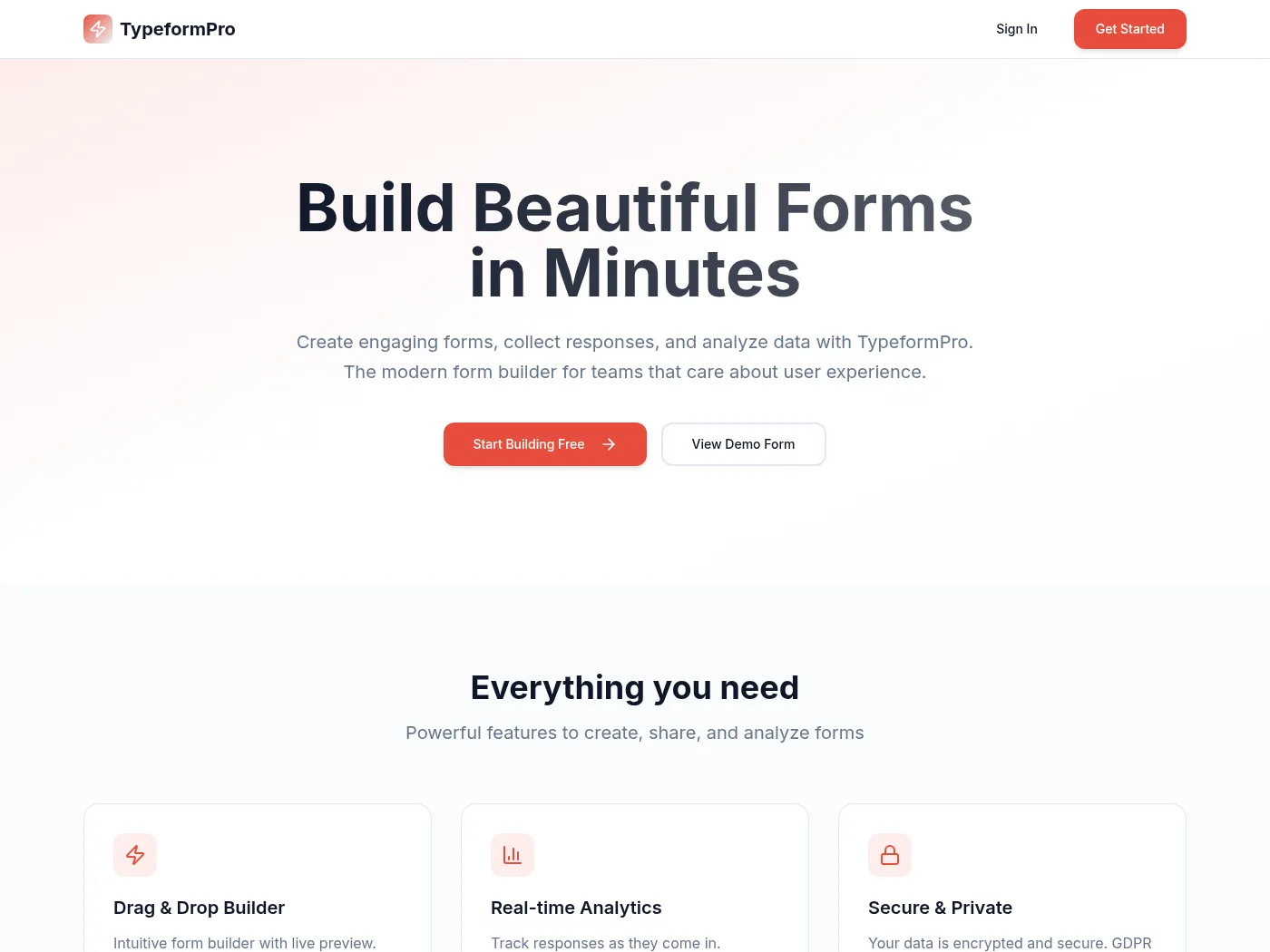 TypeformPro: Modern Form Builder & Data Collector
