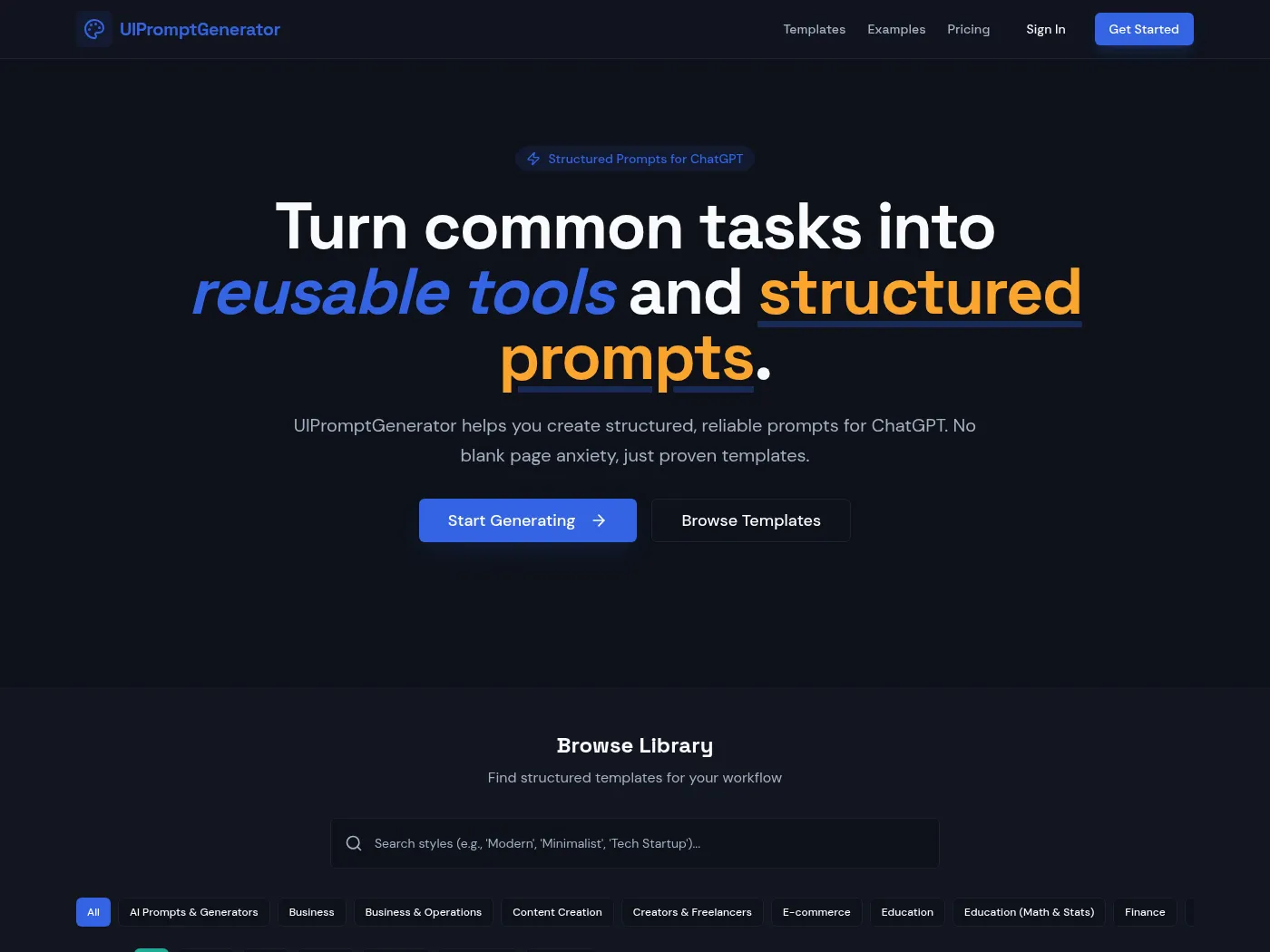 UIPromptGenerator: Template-Driven Prompt (Remix)