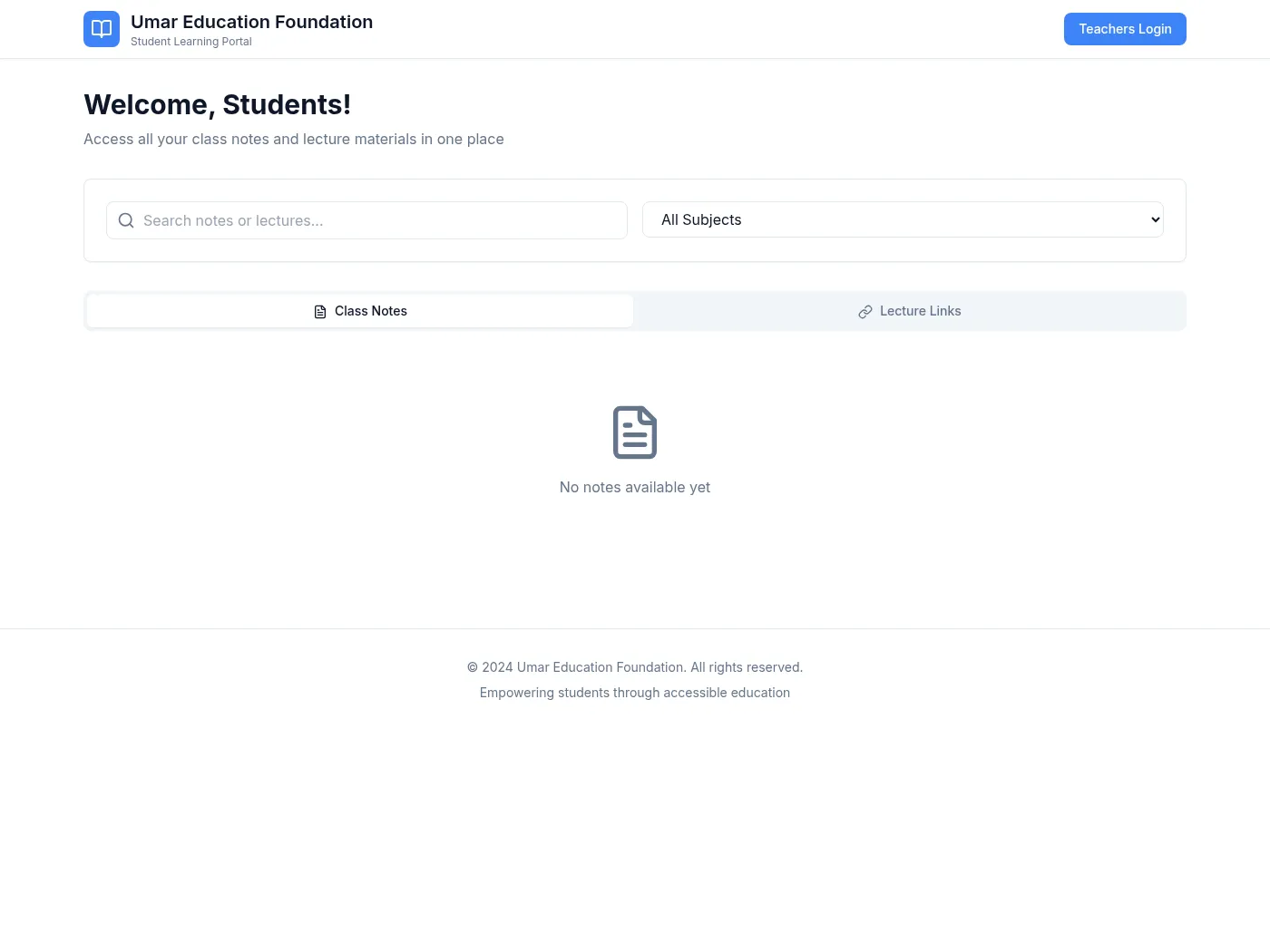 Umar Education Foundation Notes Sharing Platform