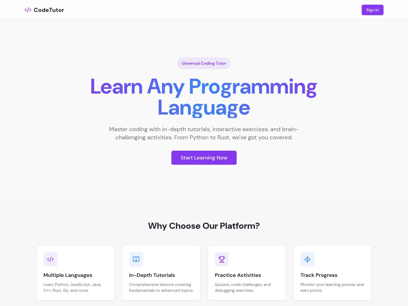 Universal Coding Tutor Platform