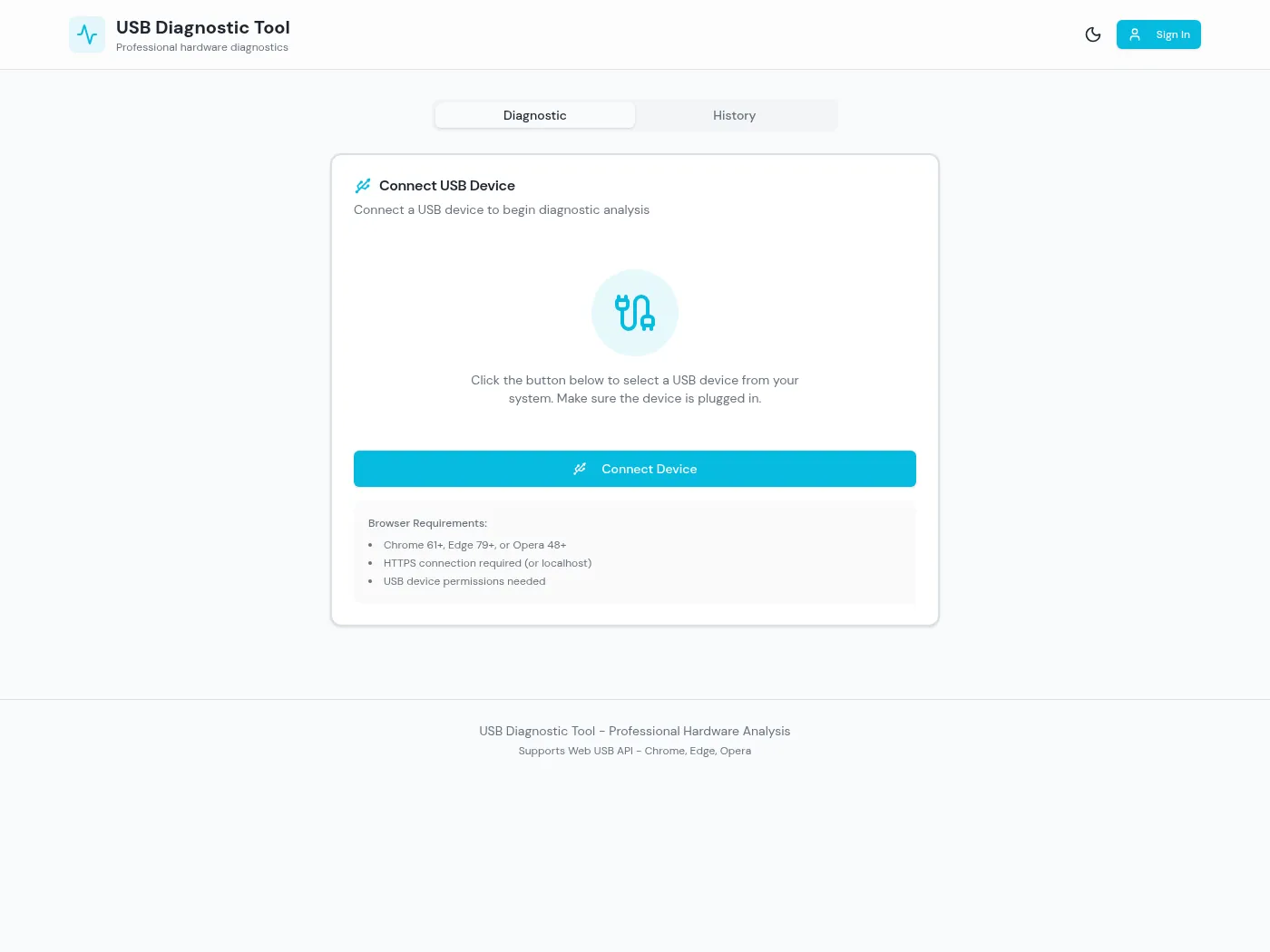 USB Diagnostic App