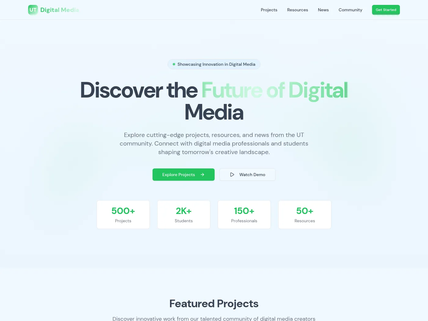 UT Digital Media Innovative Web Hub