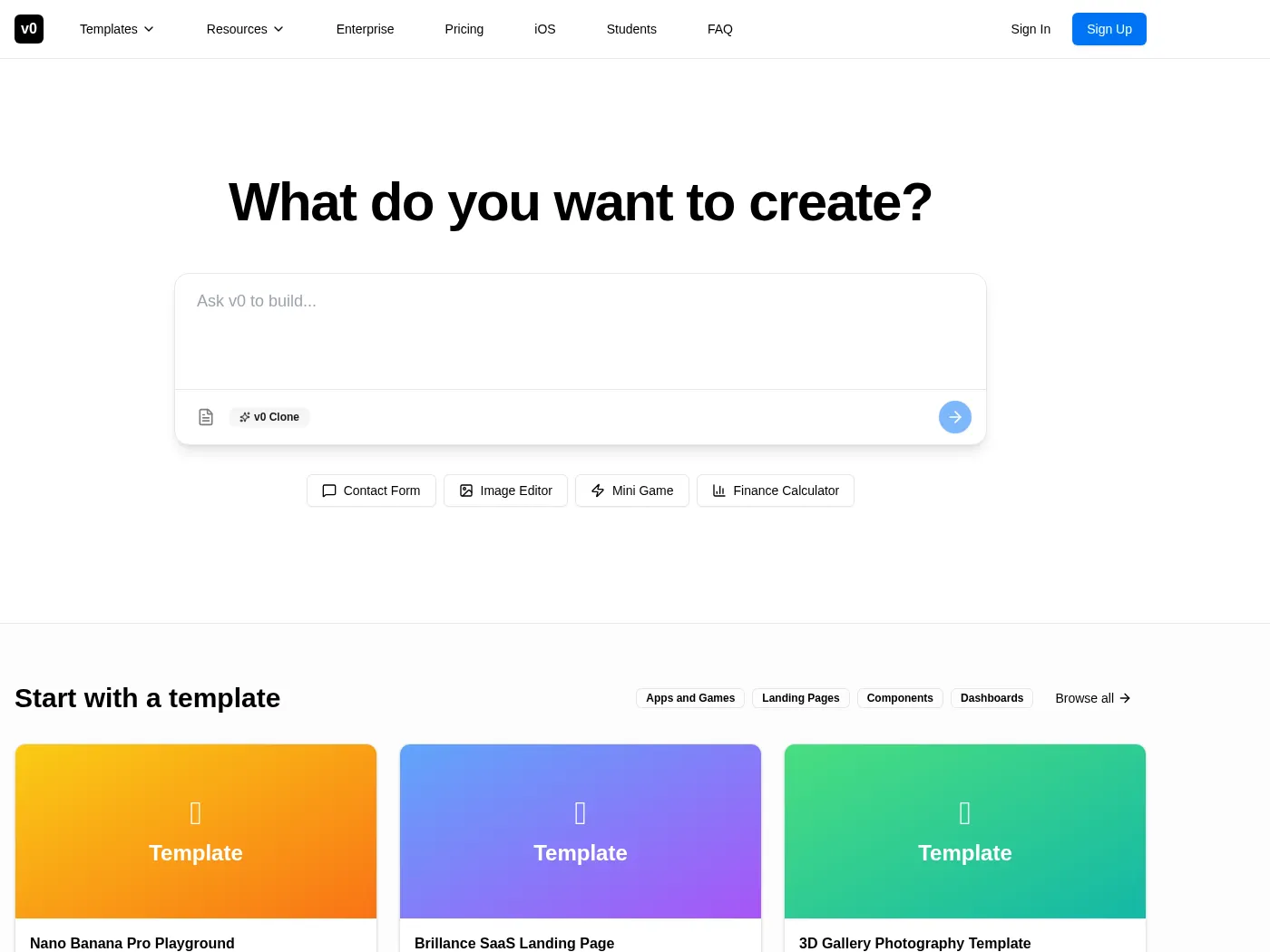 V0.app Full Stack Clone
