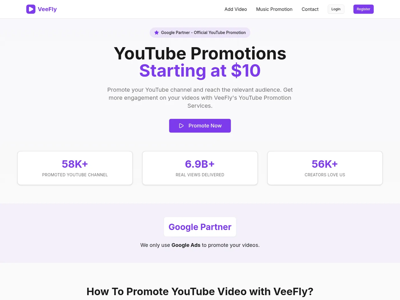 Veefly YouTube Video Promotion Platform Clone
