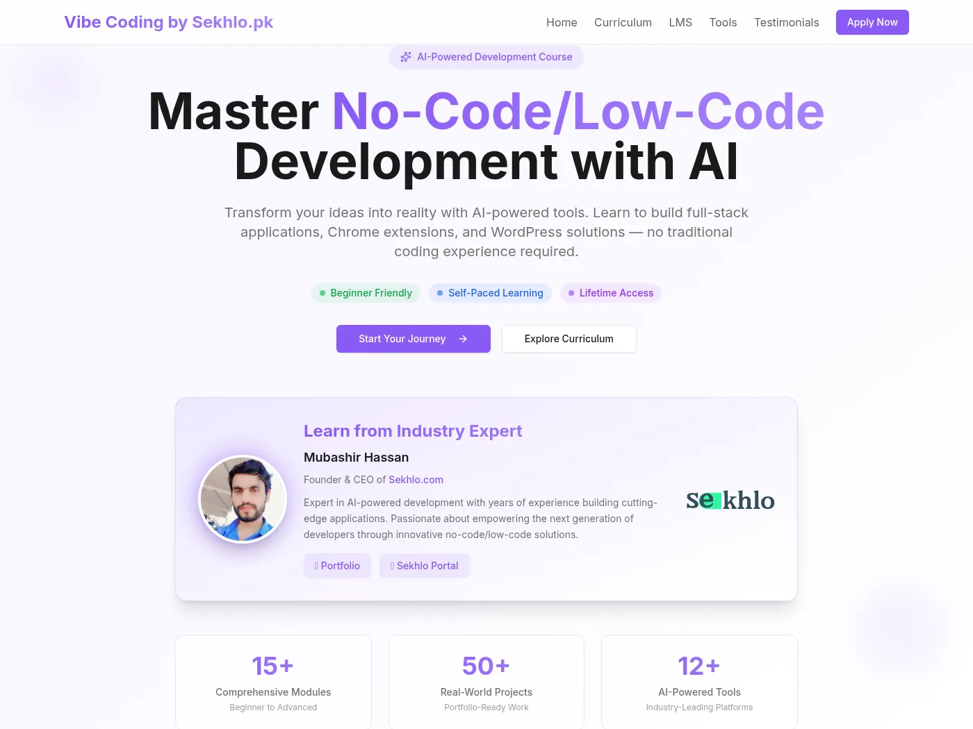 Vibe Coding AI-Powered No-Code/Low-Code Course Website