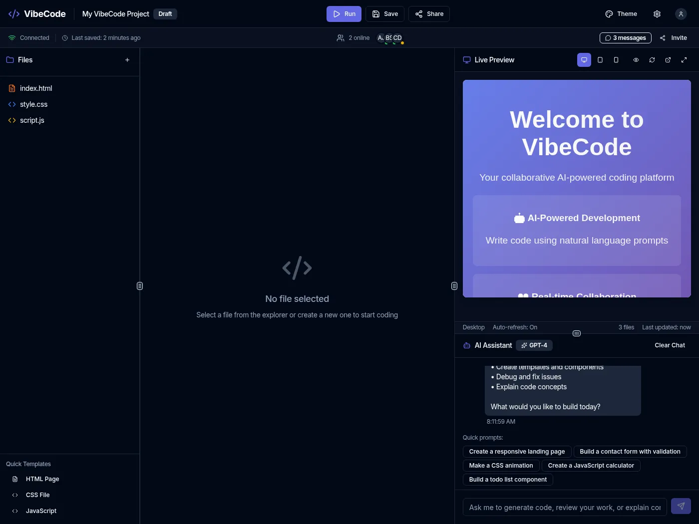 VibeCode: Collaborative AI-Powered Coding Platform