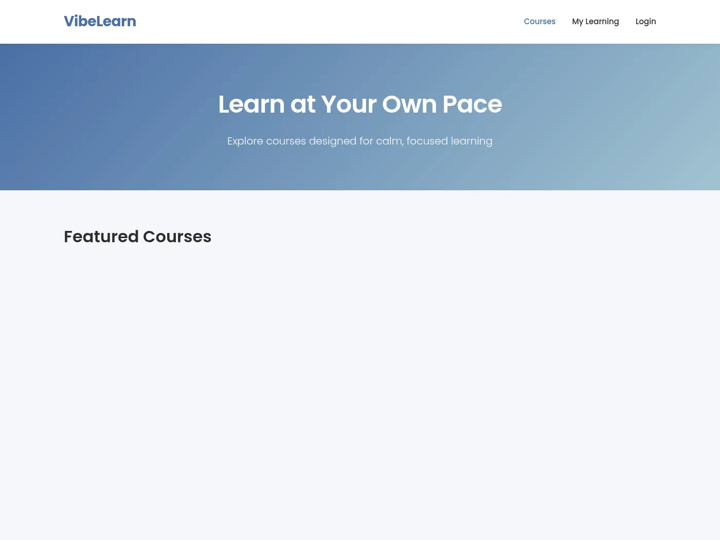 VibeLearn: Calm Mini E-Learning Platform Prototype