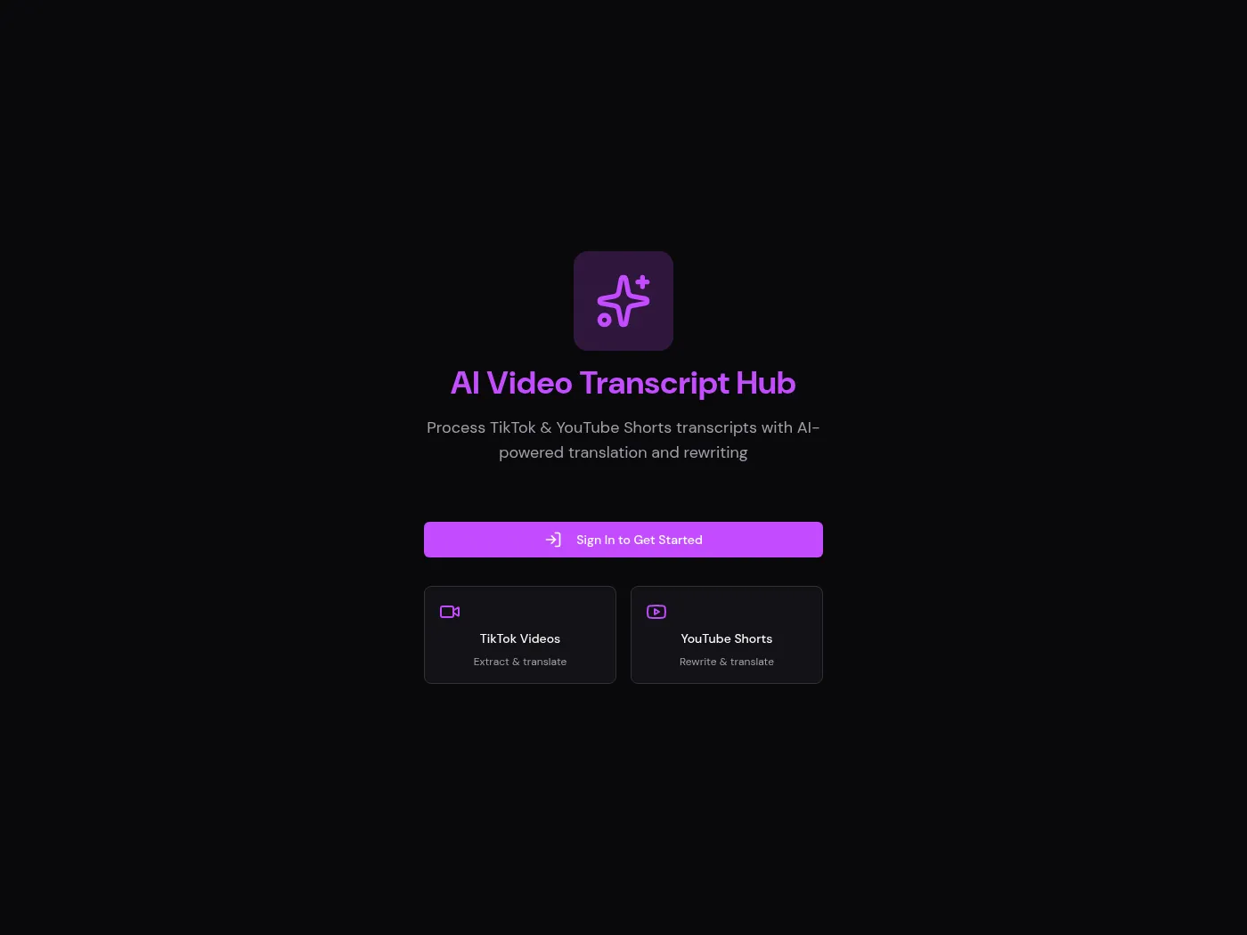 AI Video Transcript & Translation Hub for TikTok & YouTube Shorts