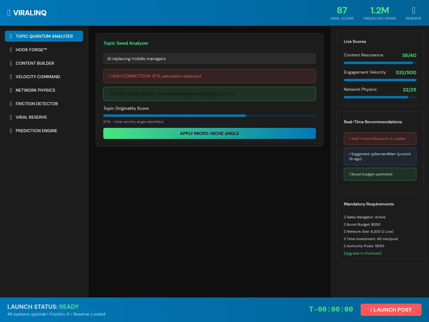 VIRALINQ - LinkedIn Algorithm Command Center