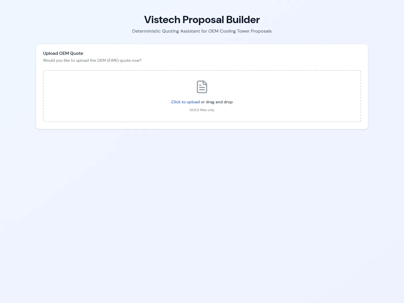 Vistech Proposal Builder – Deterministic Quoting Assistant for OEM Cooling Tower Proposals