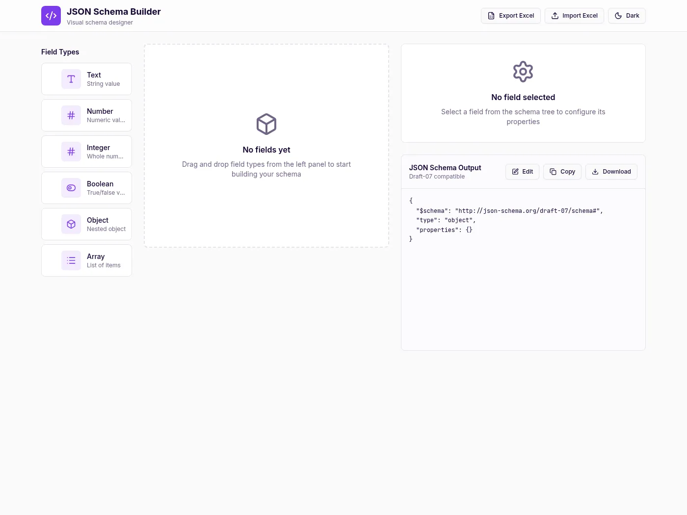 Visual JSON Schema & JSON Builder Tool