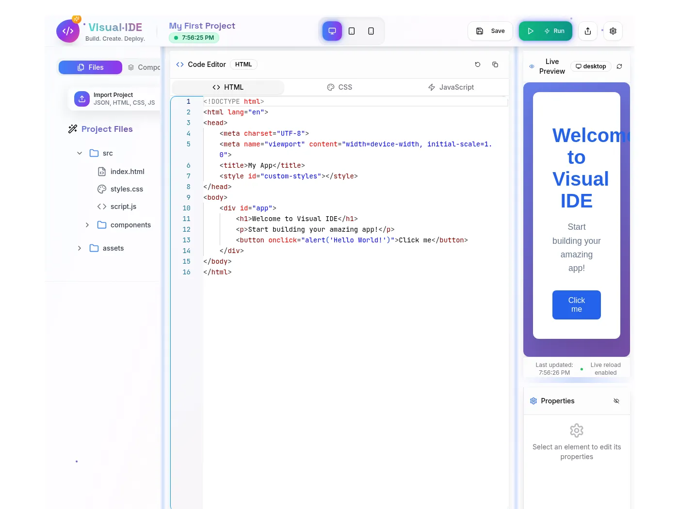 Visual Web IDE Platform