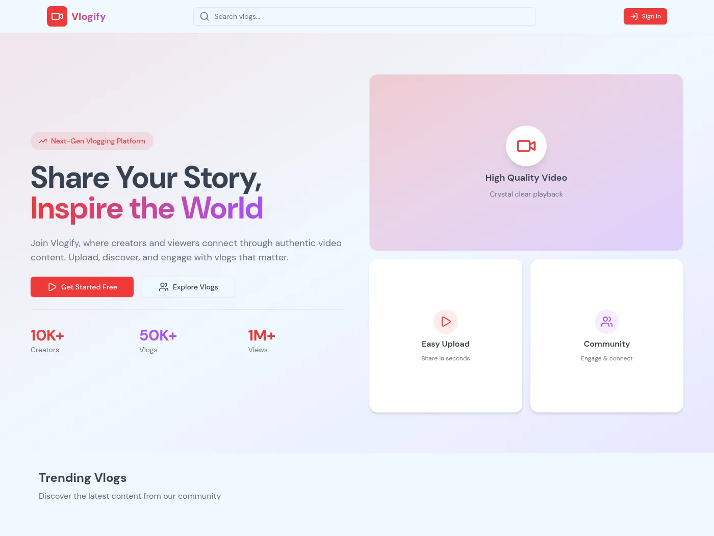 Vlogify: Next-Gen Vlogging Platform