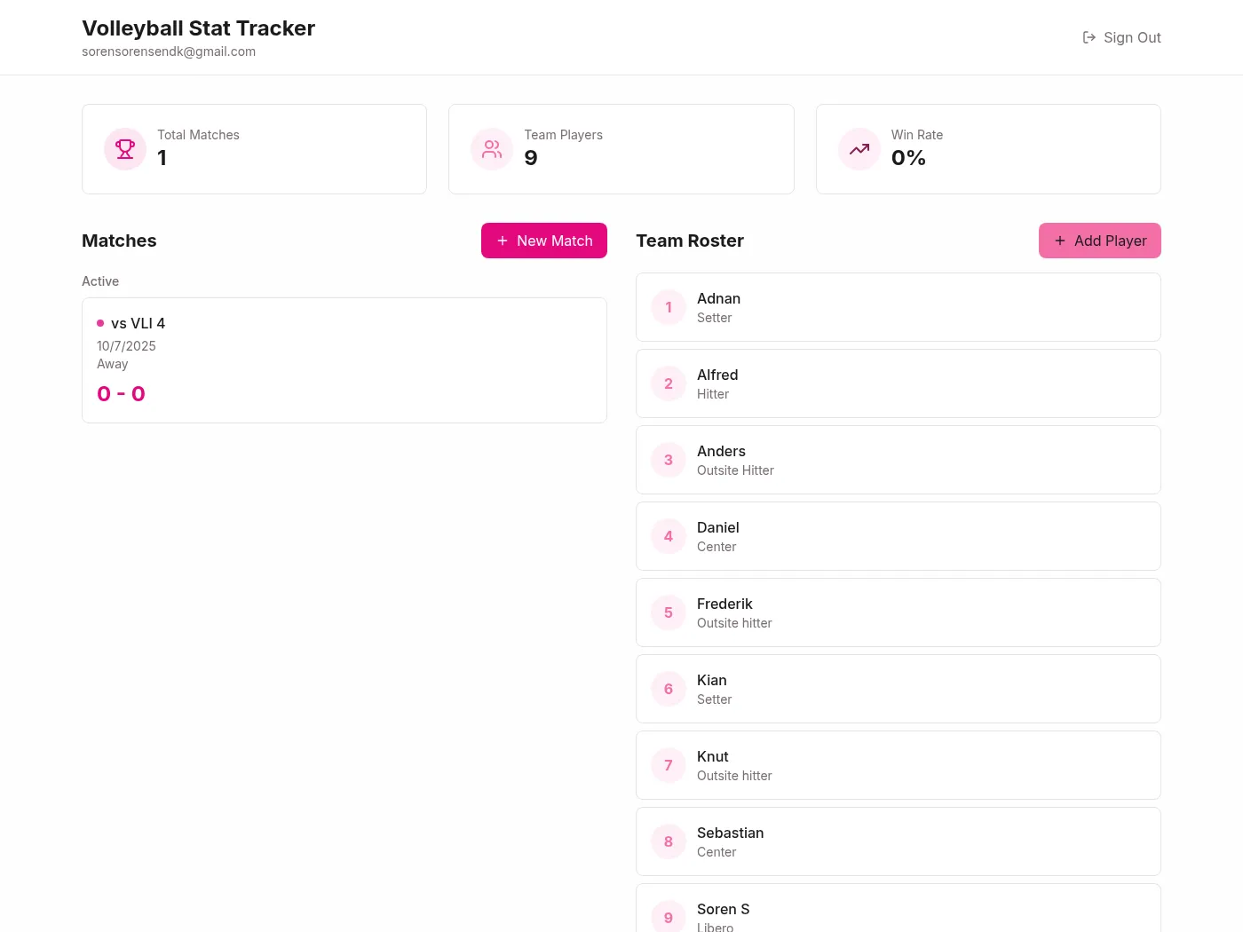 Volleyball Stat Tracker