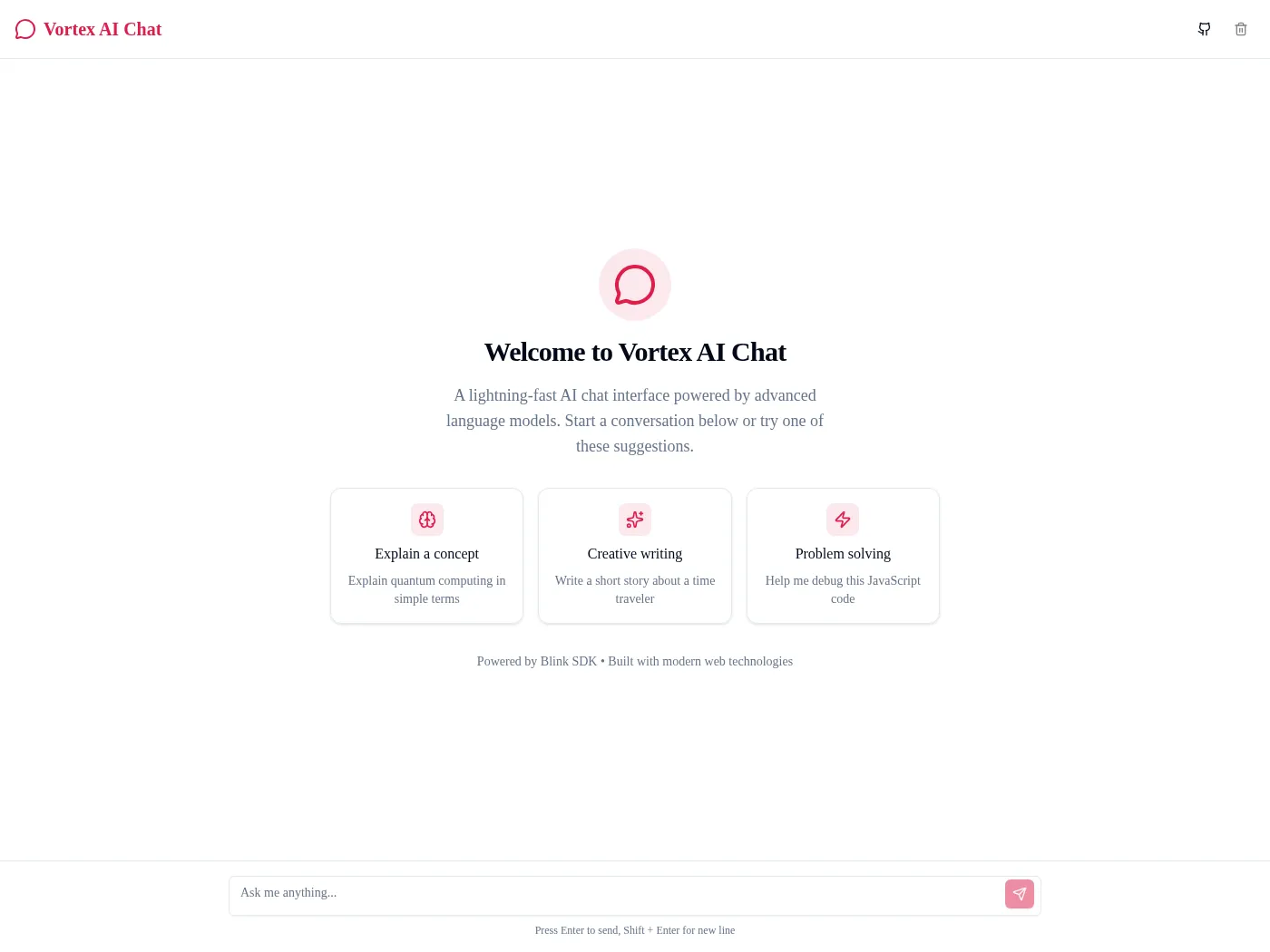 Vortex AI Chat Web Interface