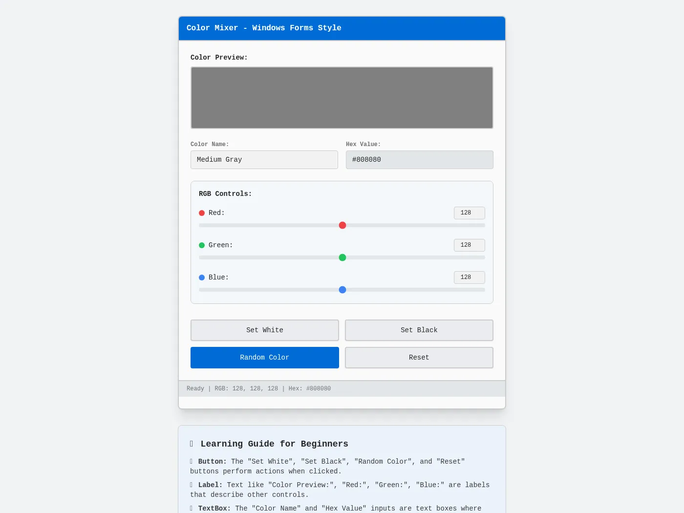 Beginner Windows Forms Interactive Tool