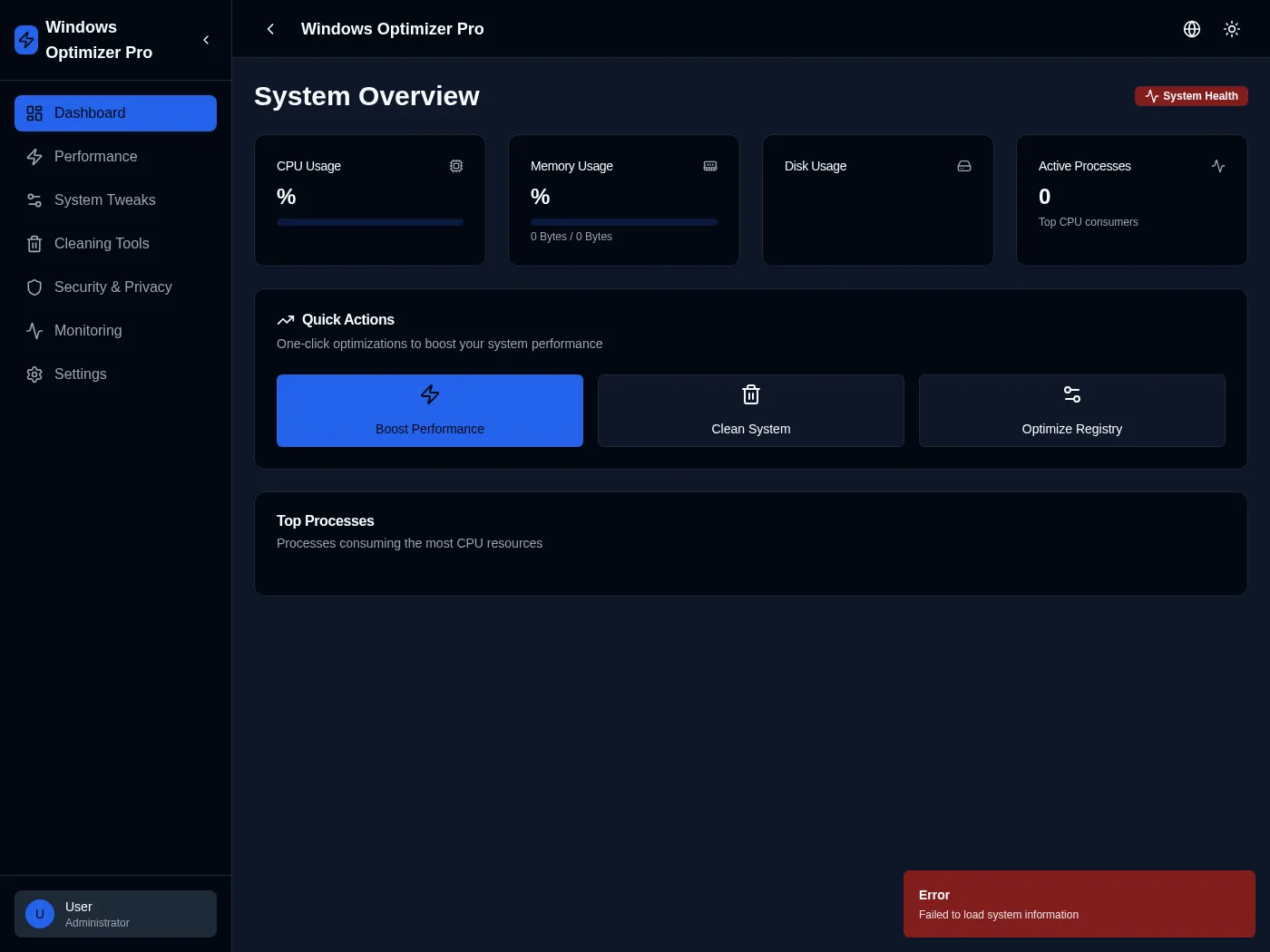 Windows Optimizer Pro – All-in-One Fullstack Desktop App for Power Users, Gamers & Everyday Users (Remix)